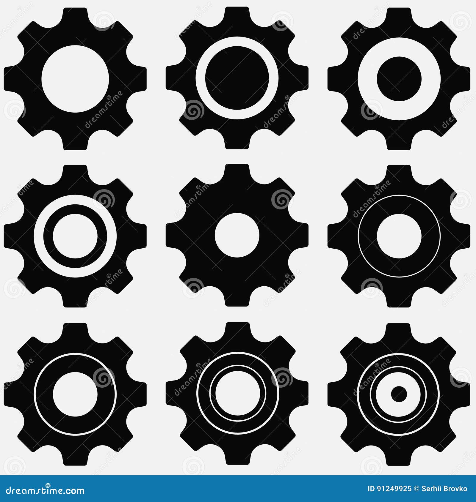 Insieme Dell'icona Degli Ingranaggi Illustrazione Vettoriale ...