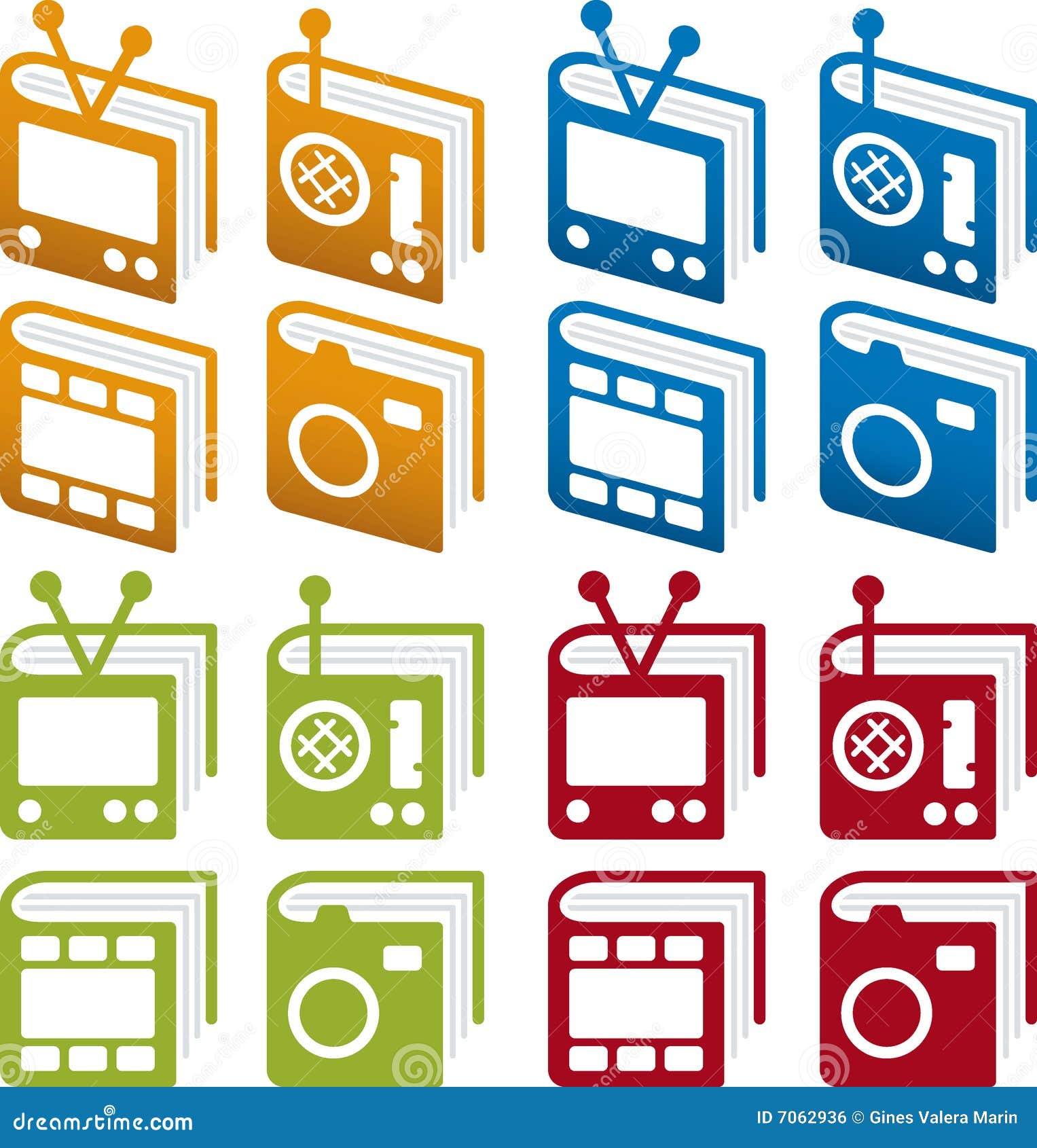 Insieme Dell'icona Dei Libri Di Media Illustrazione Vettoriale ...