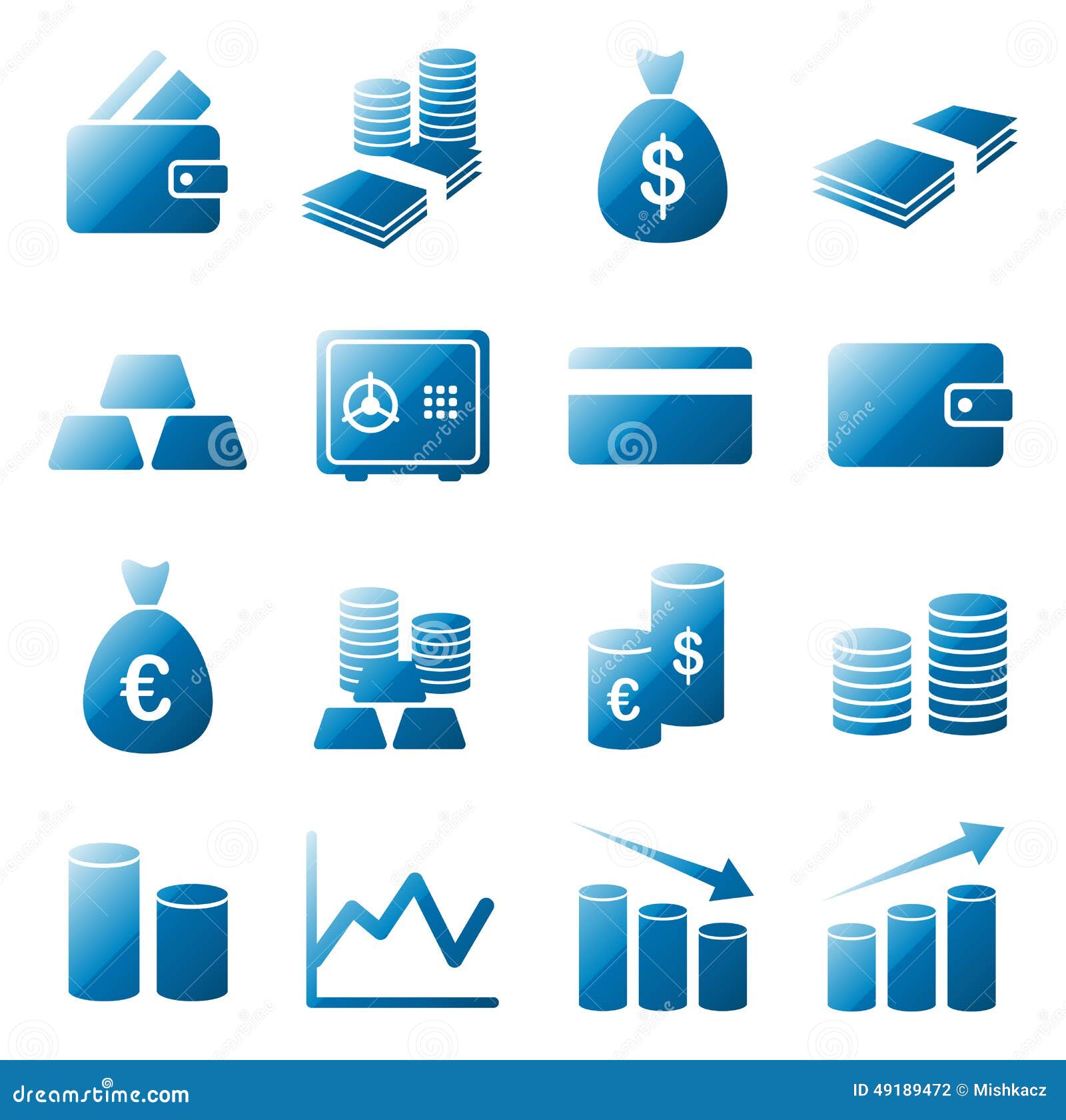 Insieme Dell'icona Dei Soldi Illustrazione Vettoriale - Illustrazione ...
