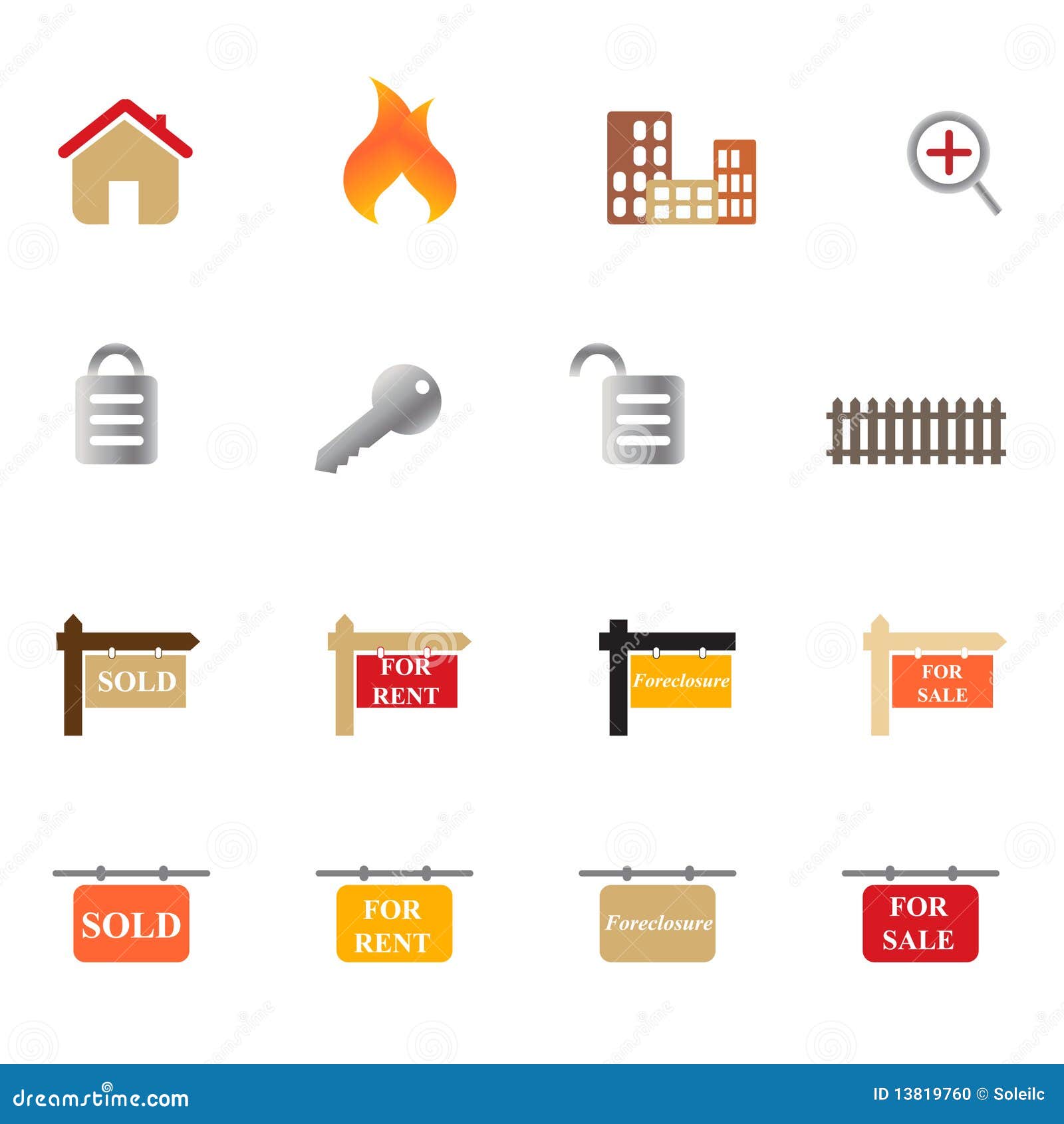 Insieme Dell'icona Del Bene Immobile Illustrazione Vettoriale ...