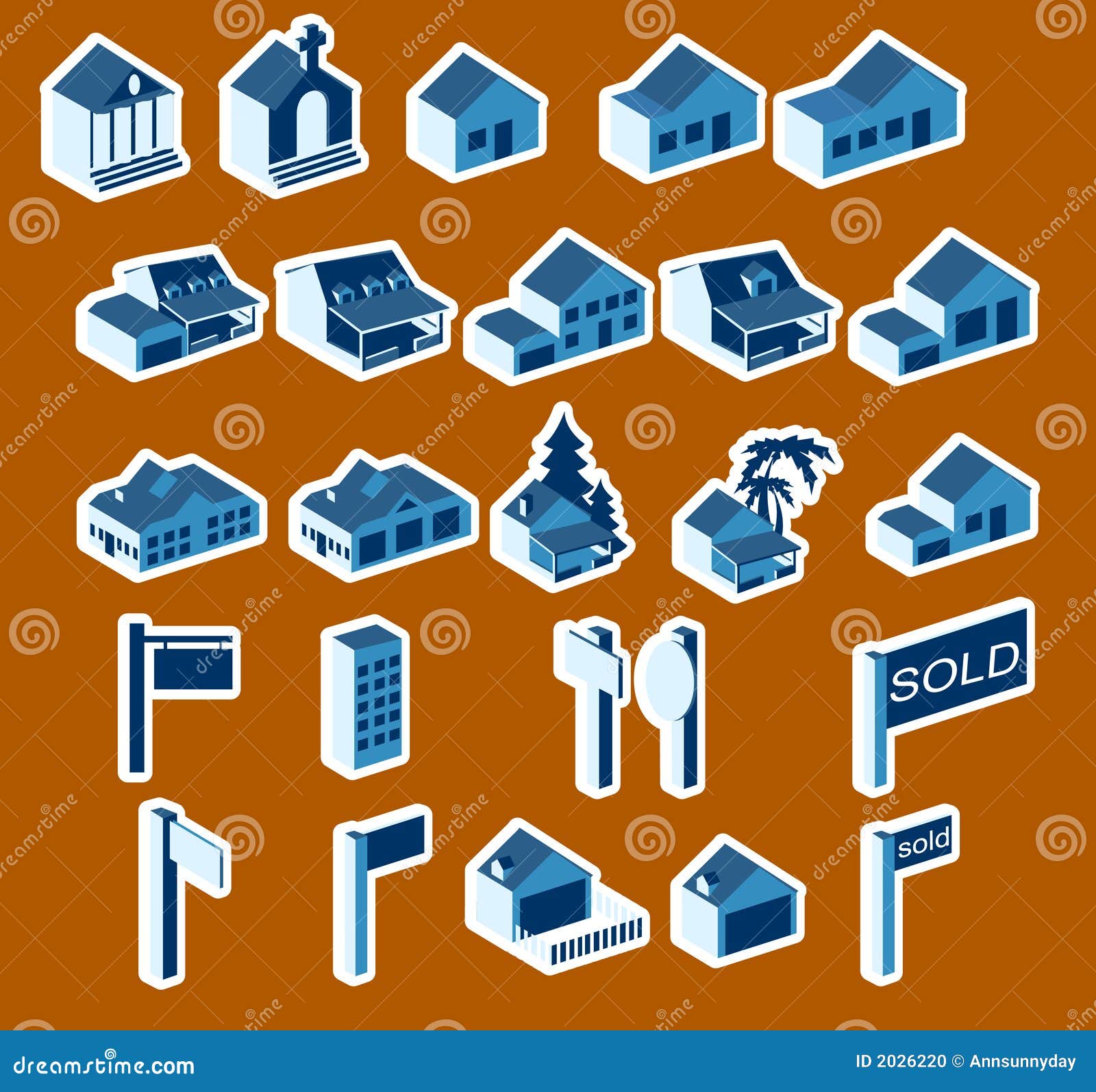 Insieme Dell'icona Del Bene Immobile Illustrazione Vettoriale ...