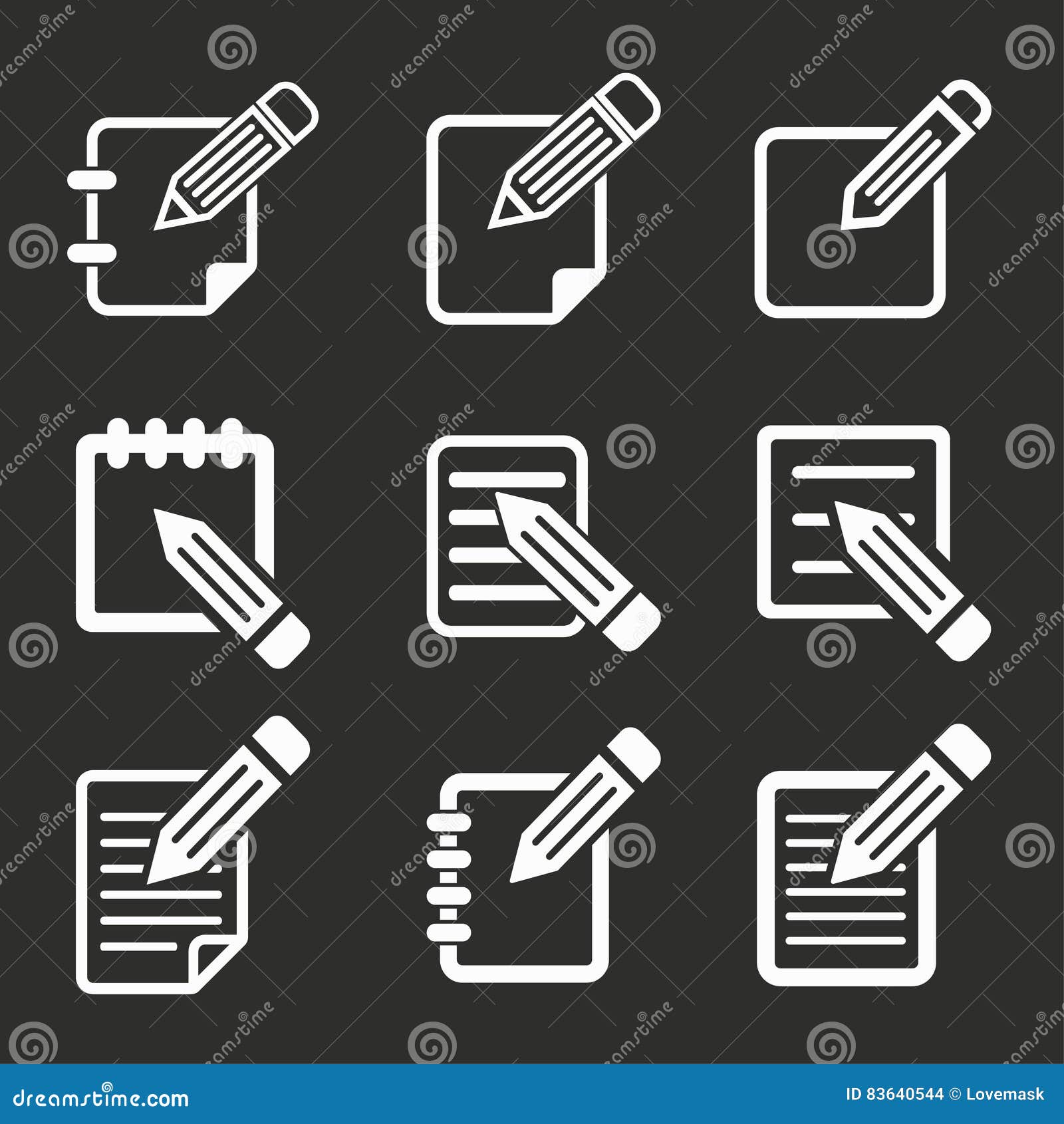 Insieme Dell'icona Del Blocco Note Illustrazione Vettoriale ...