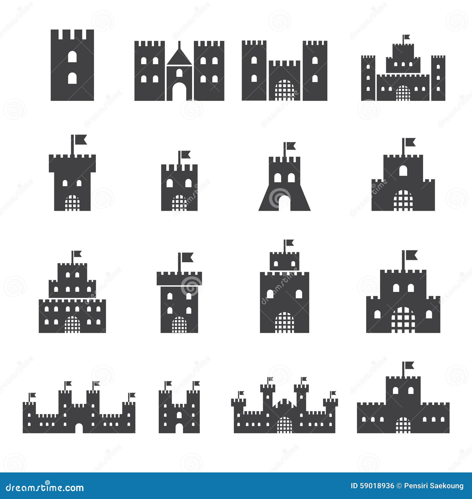 Insieme Dell'icona Del Castello Illustrazione Vettoriale ...