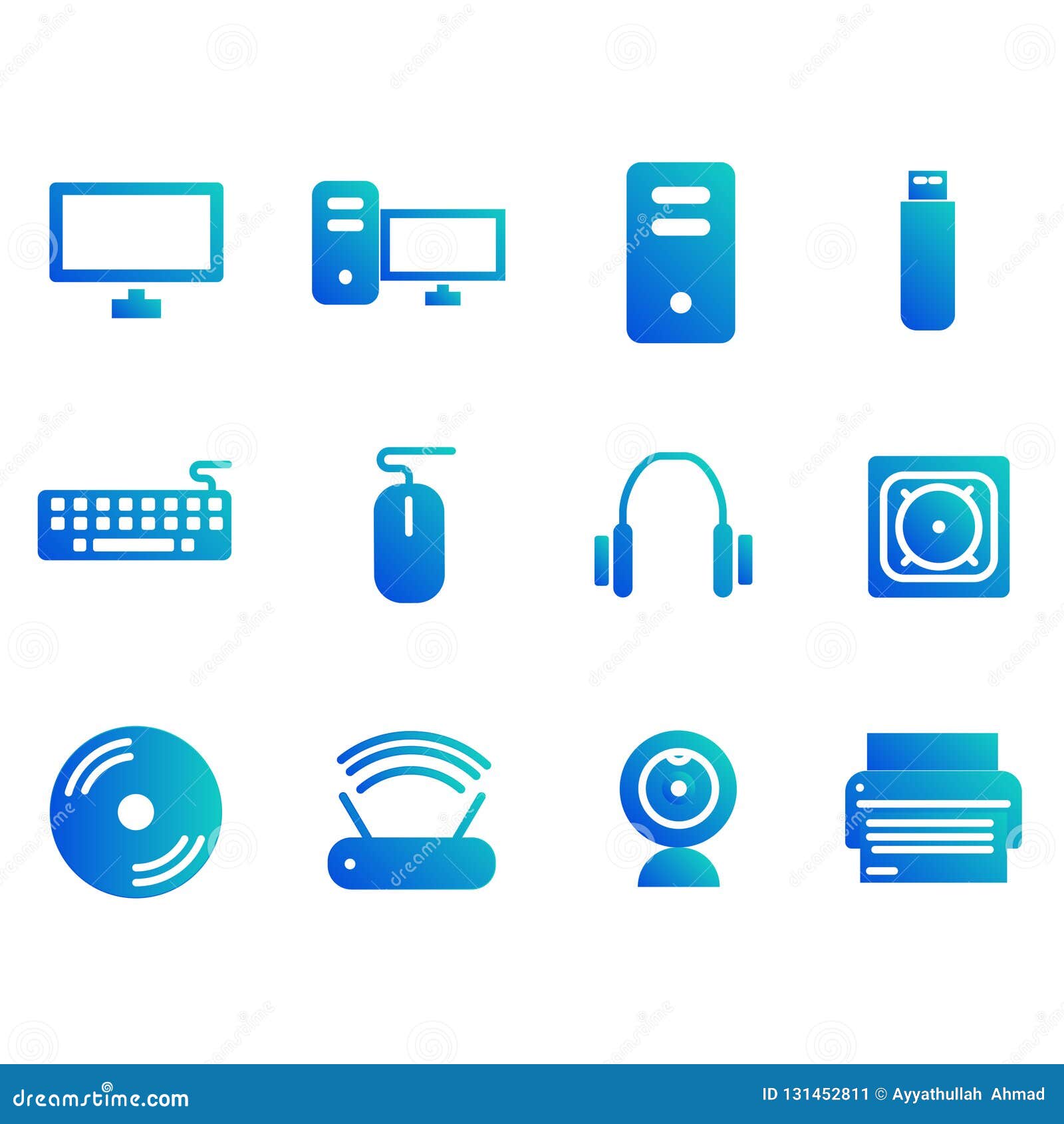 Insieme Dell'icona Del Computer Con L'icona Semplice Illustrazione di ...