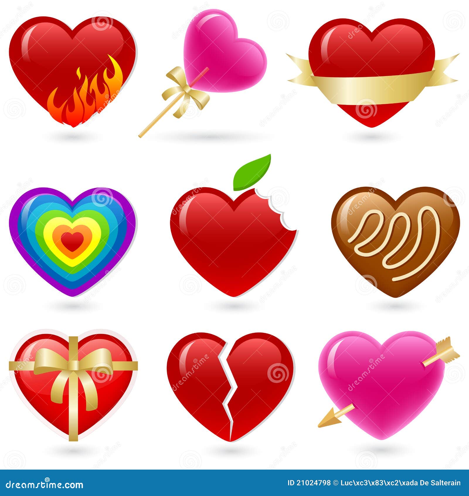 Insieme Dell'icona Del Cuore Illustrazione Vettoriale - Illustrazione ...