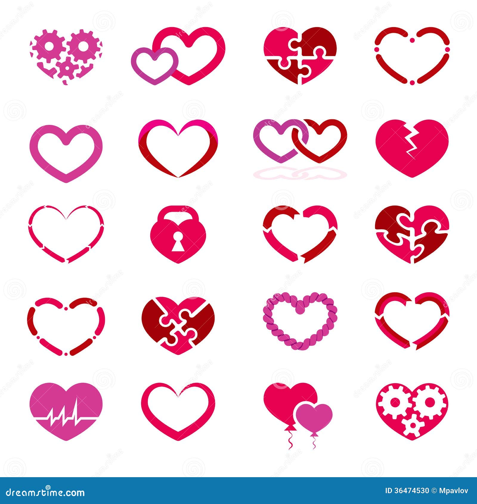 Insieme Dell'icona Del Cuore Illustrazione Vettoriale - Illustrazione ...