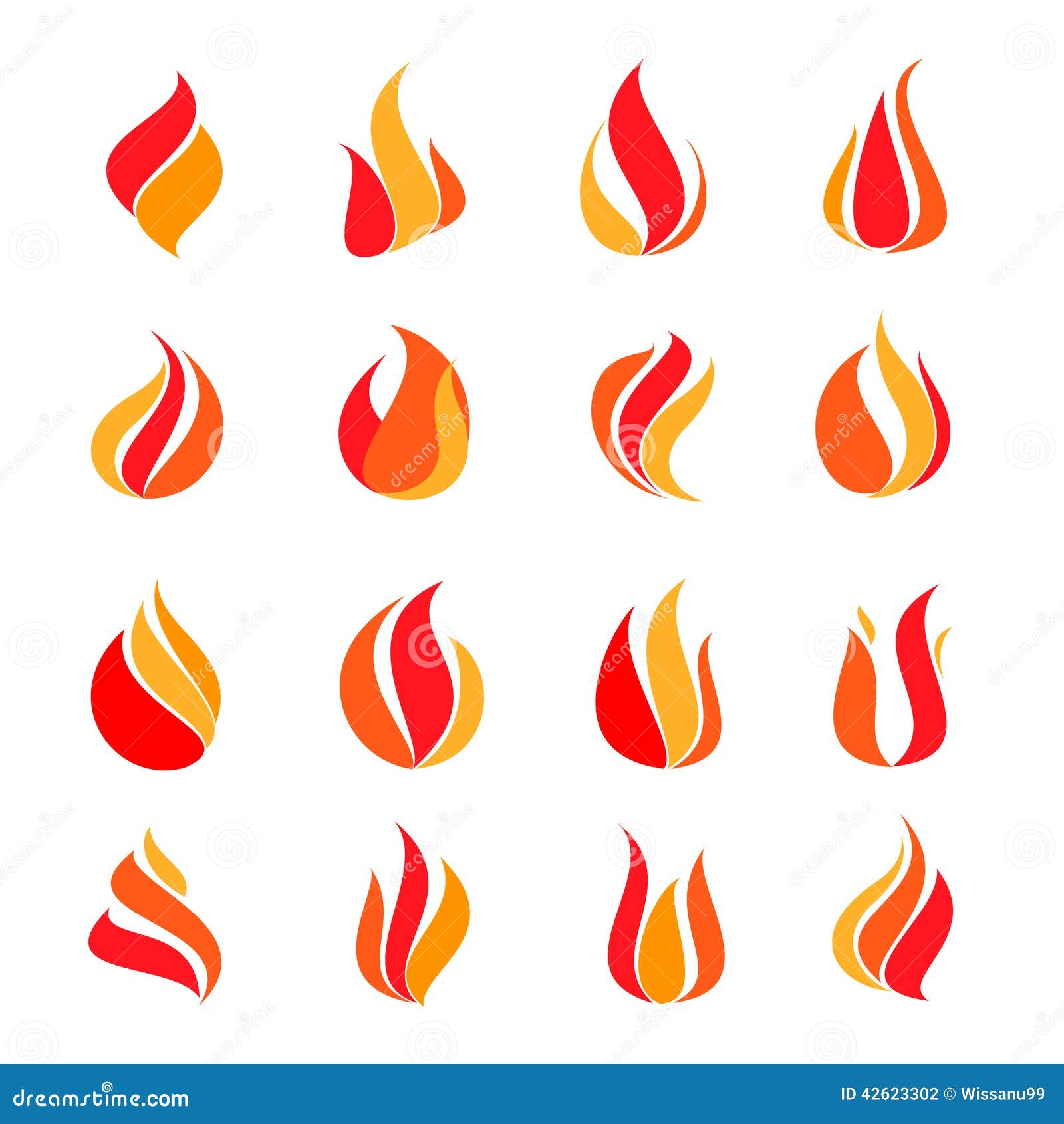 Insieme Dell'icona Del Fuoco Illustrazione Vettoriale - Illustrazione ...