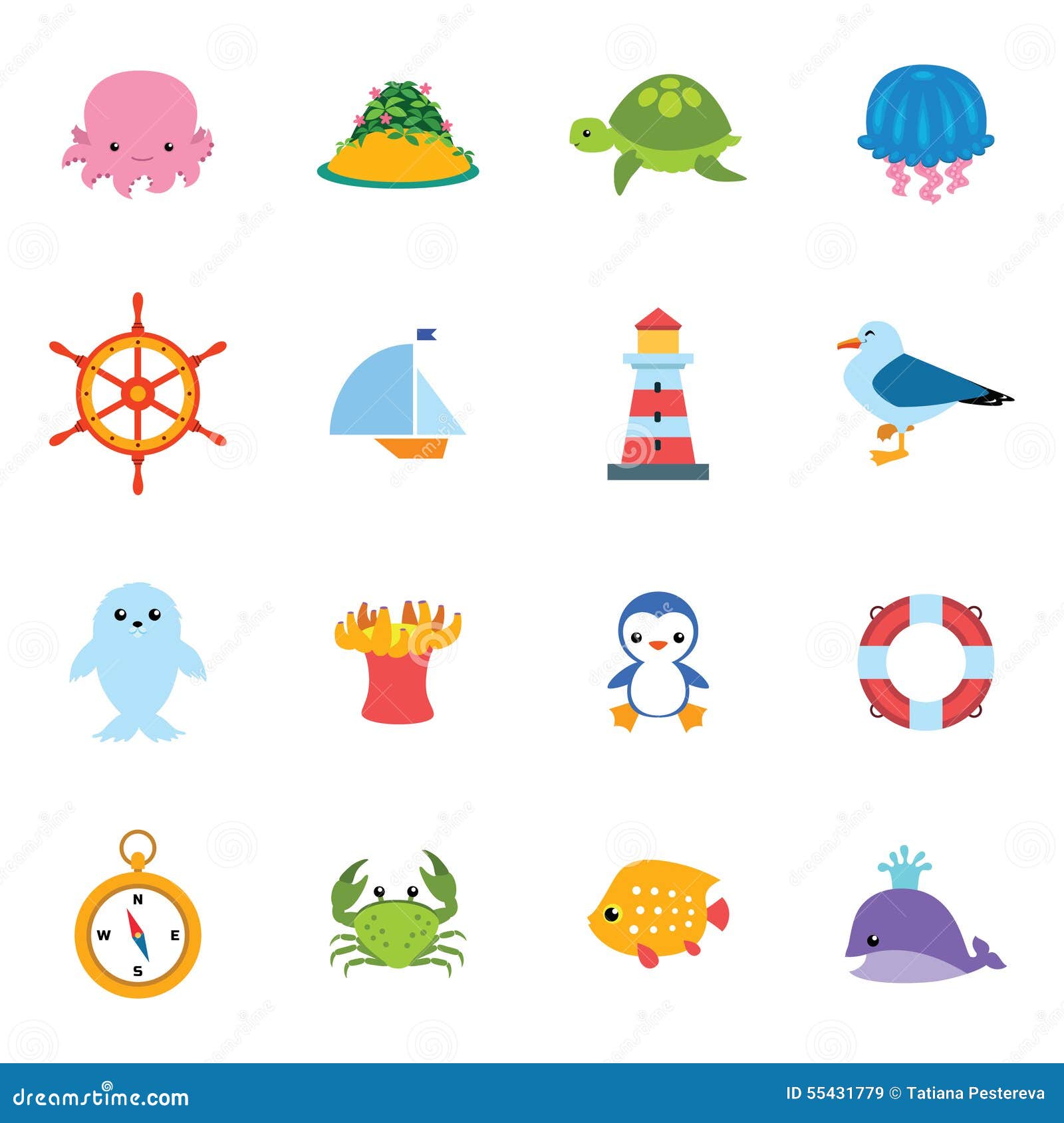 Insieme Dell'icona Del Mare Illustrazione Vettoriale - Illustrazione di ...