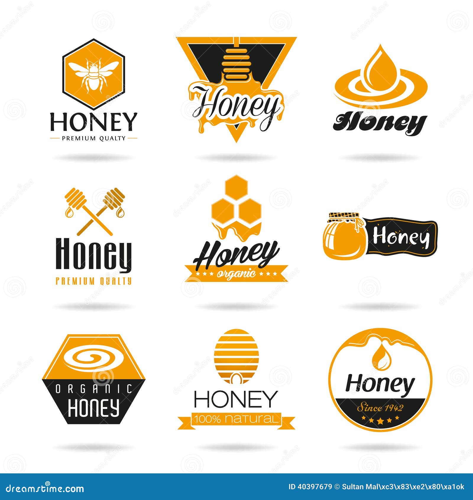 Insieme Dell'icona Del Miele Illustrazione Vettoriale - Illustrazione ...