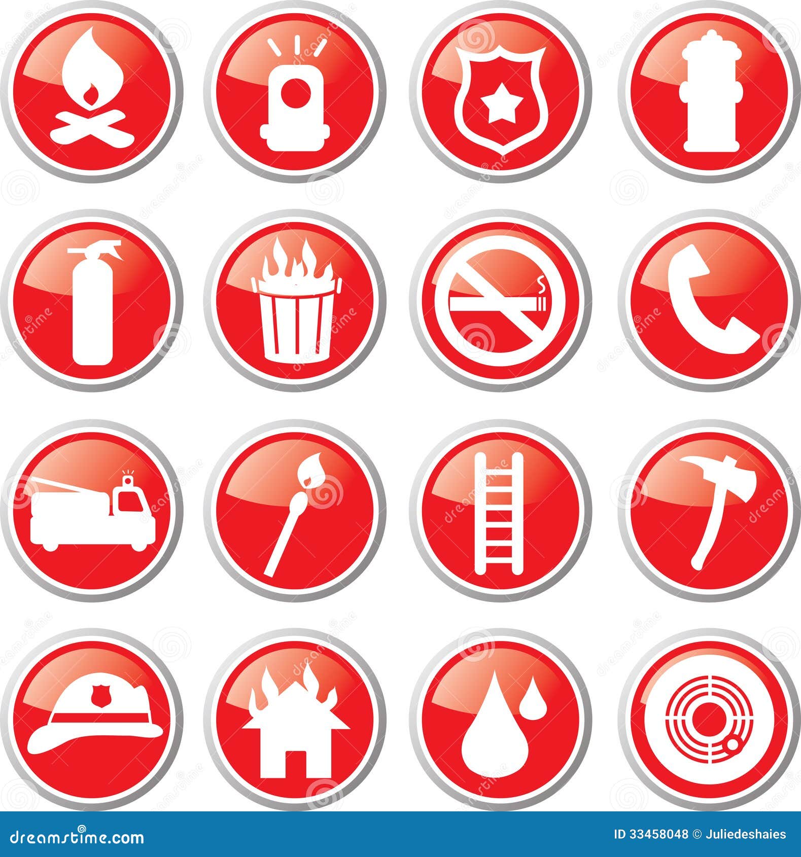 Insieme Dell'icona Del Pompiere Illustrazione Vettoriale ...