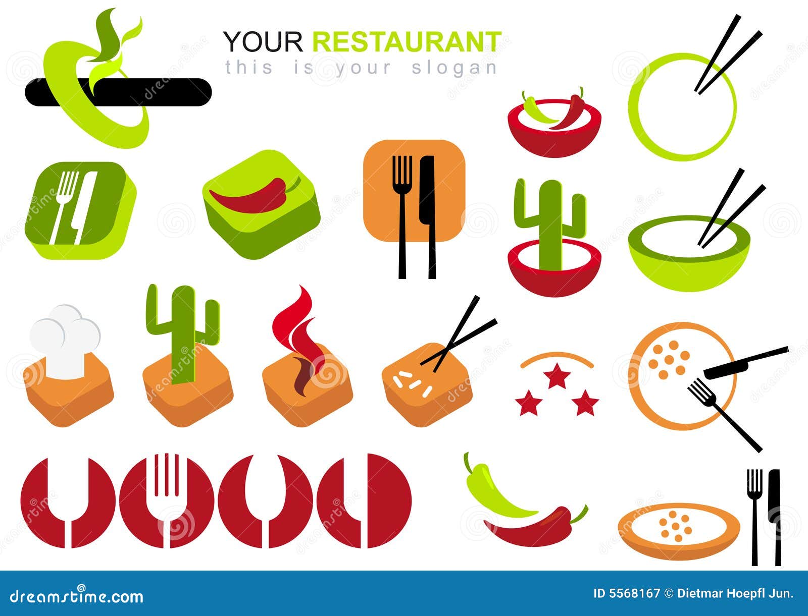 Insieme Dell'icona Del Ristorante Illustrazione Vettoriale ...