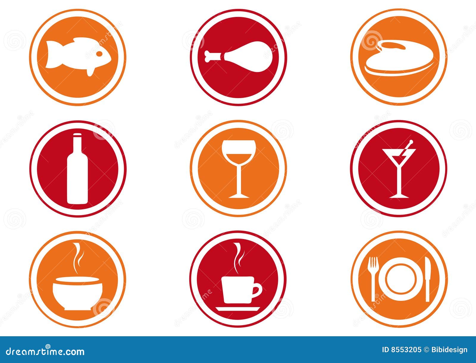 Insieme Dell'icona Del Ristorante. Illustrazione Vettoriale ...