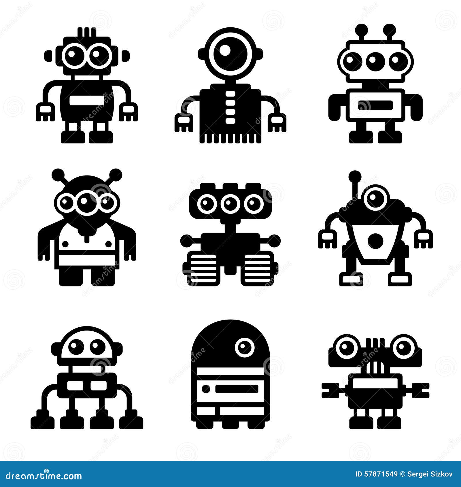 Insieme Dell'icona Del Robot Illustrazione Vettoriale - Illustrazione ...