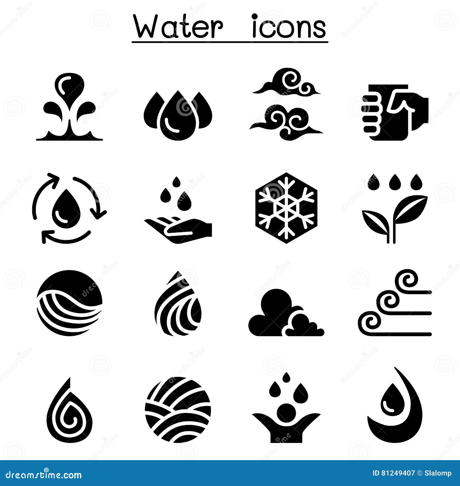 Insieme Dell'icona Dell'acqua Illustrazione Vettoriale - Illustrazione ...