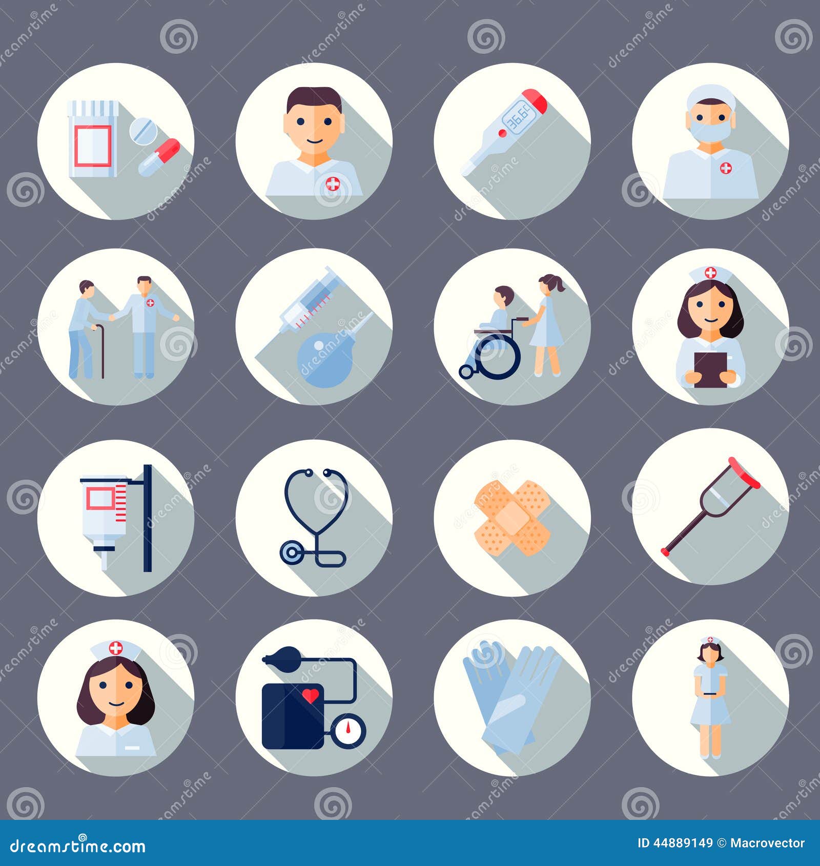 Insieme Dell'icona Dell'infermiere Illustrazione Vettoriale ...