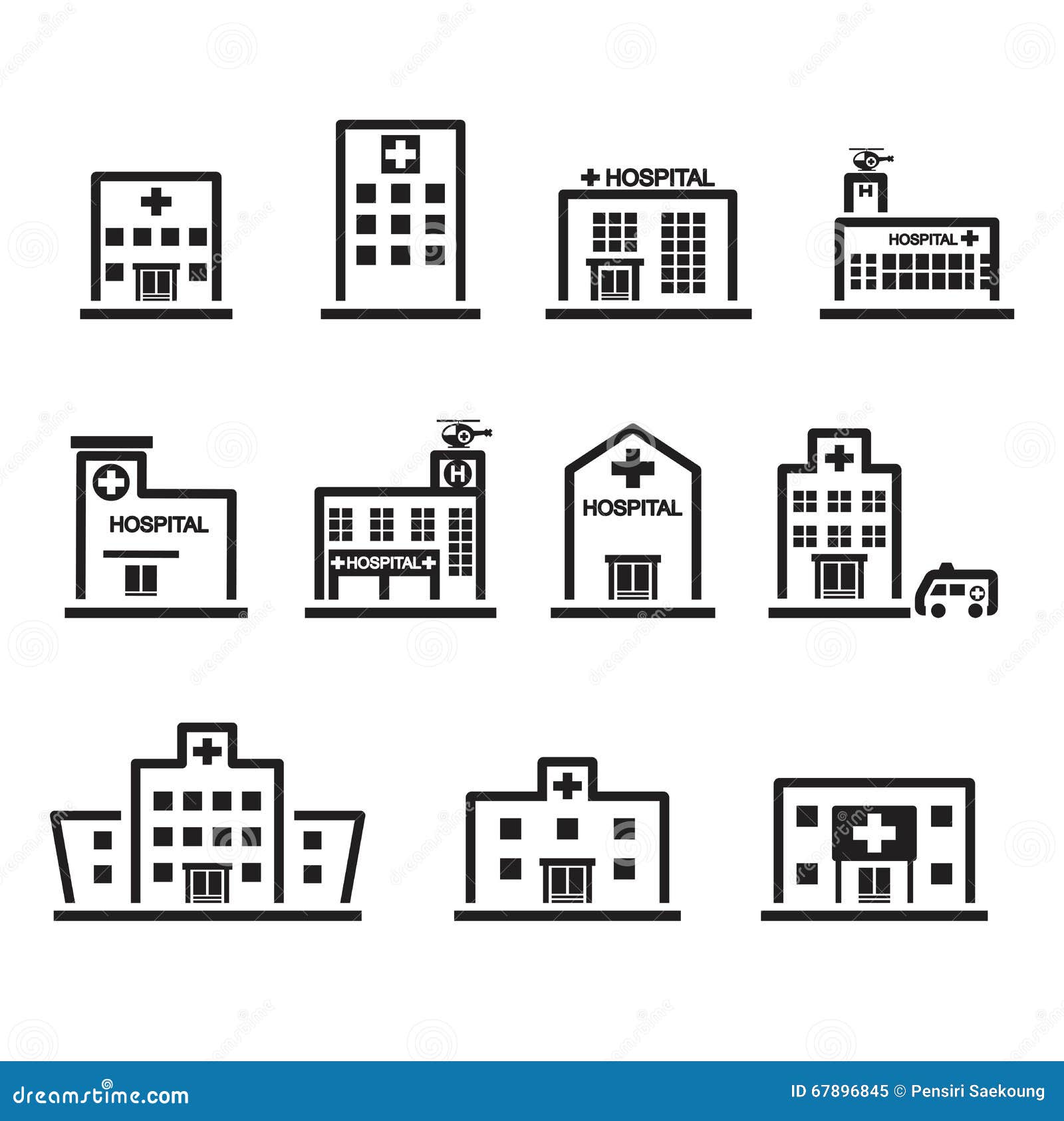 Insieme Dell'icona Dell'ospedale Illustrazione Vettoriale ...