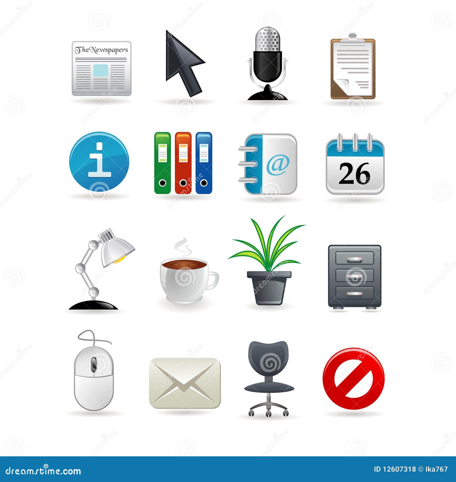 Insieme Dell'icona Dell'ufficio Illustrazione Vettoriale ...