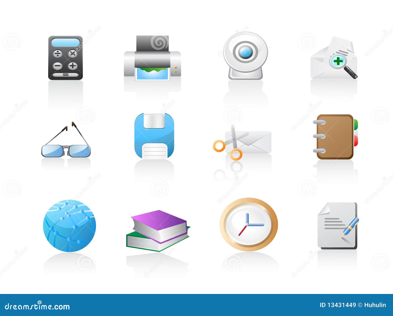 Insieme Dell'icona Dell'ufficio Illustrazione Vettoriale ...