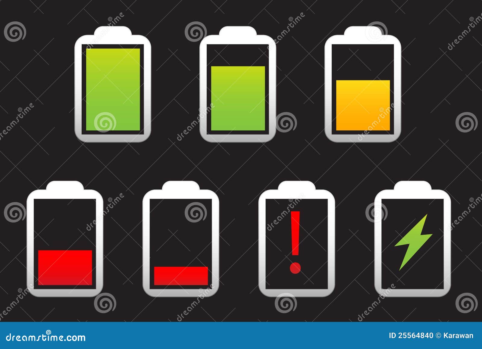 Insieme Dell'icona Della Batteria Illustrazione Vettoriale ...