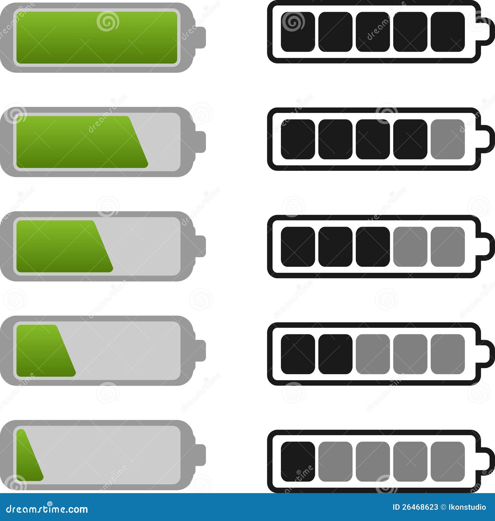 Insieme Dell'icona Della Batteria Illustrazione Vettoriale ...