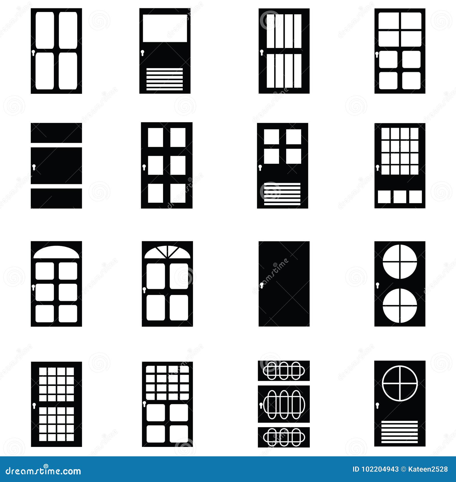 Insieme Dell'icona Della Porta Illustrazione Vettoriale - Illustrazione ...