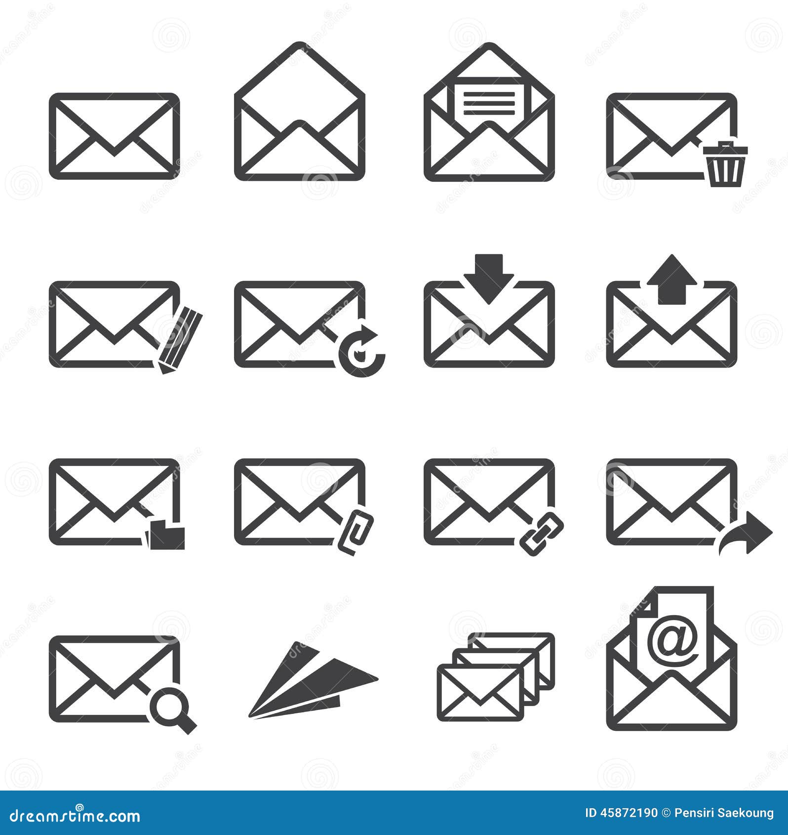 Insieme Dell'icona Della Posta Illustrazione Vettoriale - Illustrazione ...