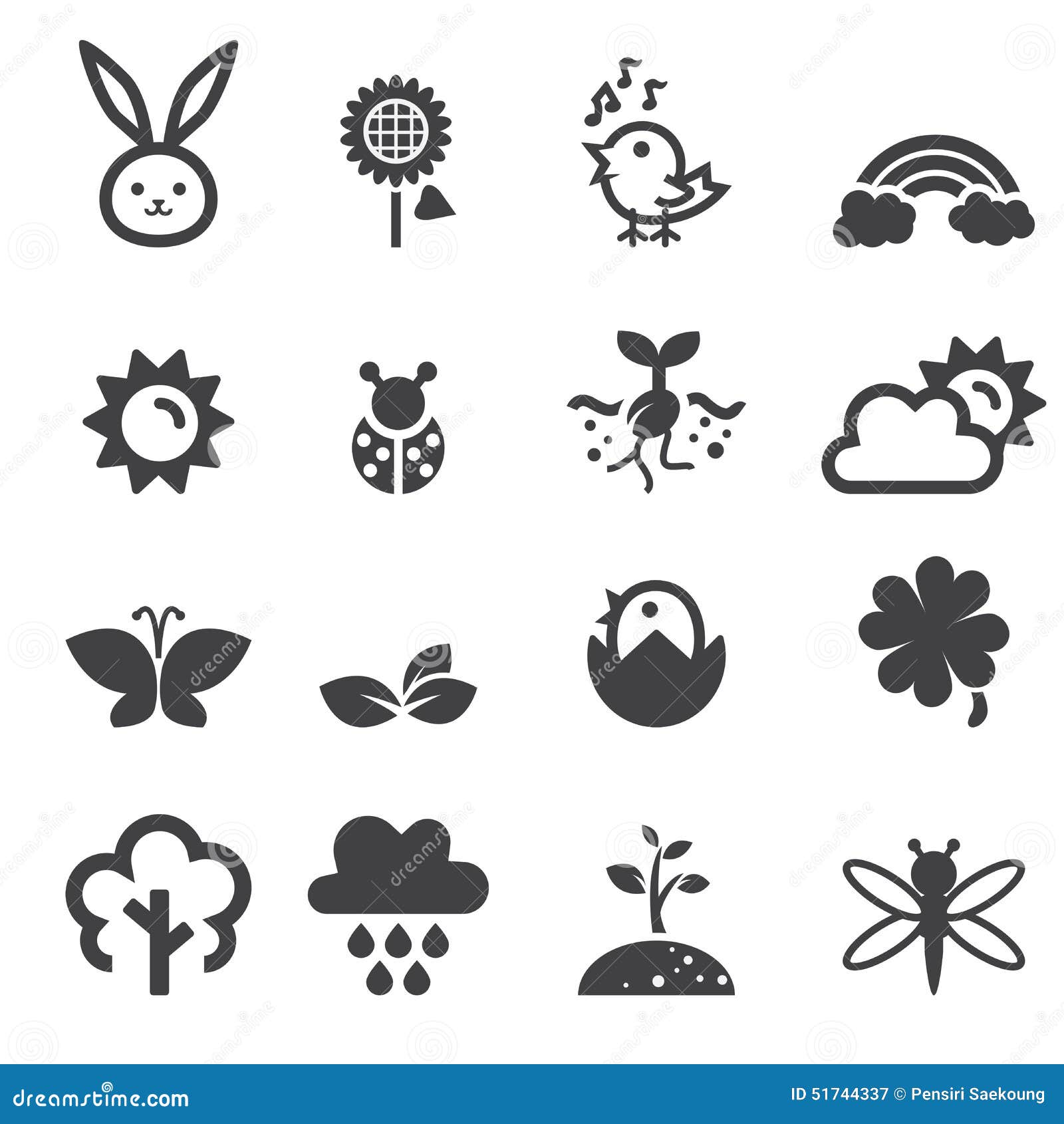 Insieme Dell'icona Della Primavera Illustrazione Vettoriale ...