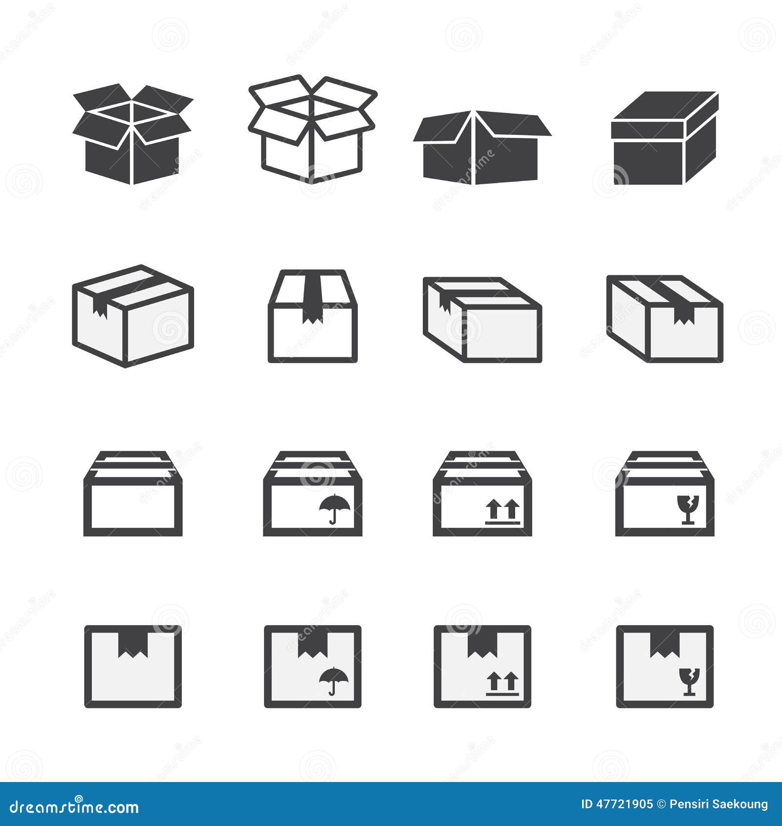 Insieme Dell'icona Della Scatola Illustrazione Vettoriale ...