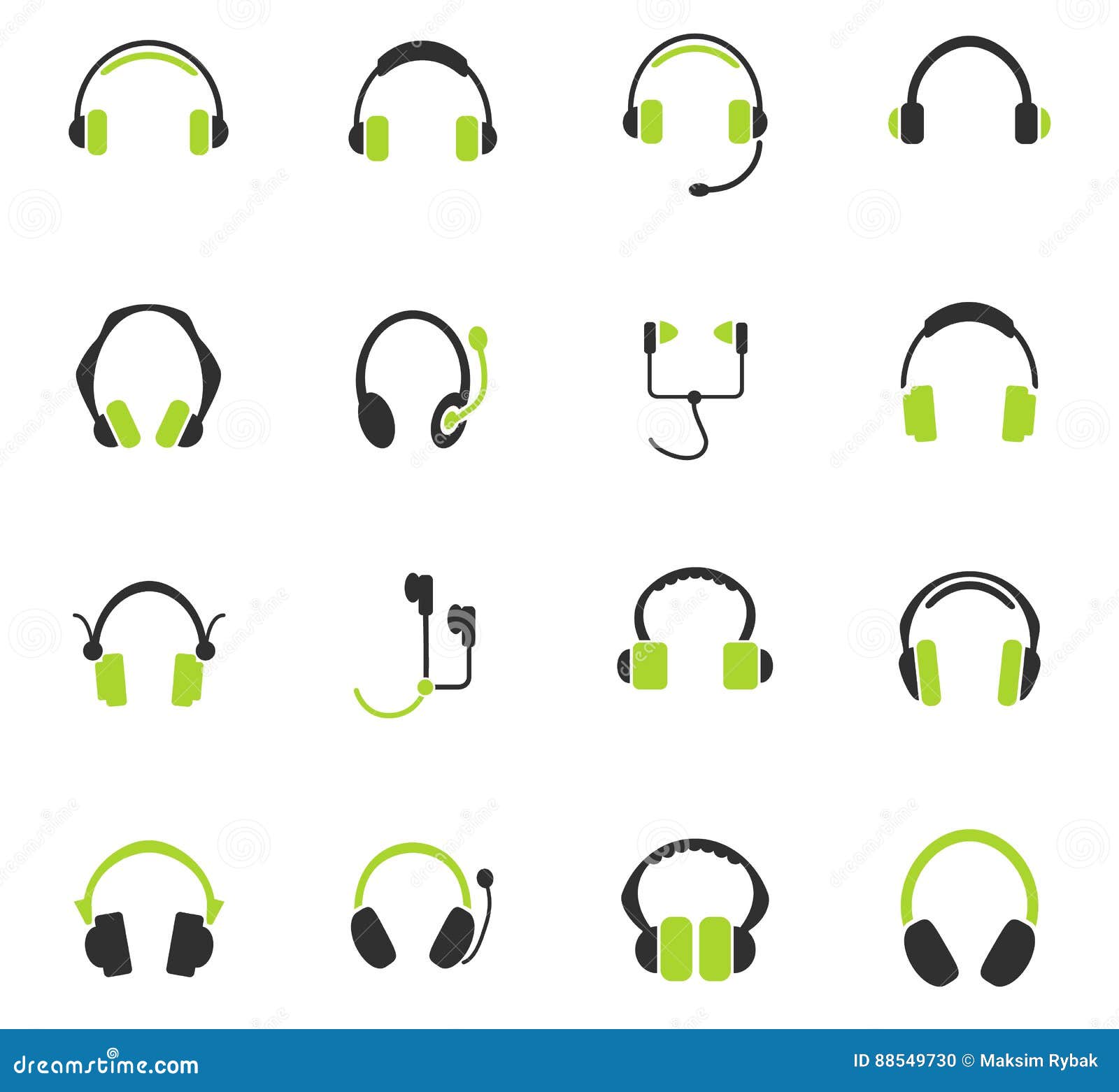 Insieme Dell'icona Delle Cuffie Illustrazione di Stock - Illustrazione ...