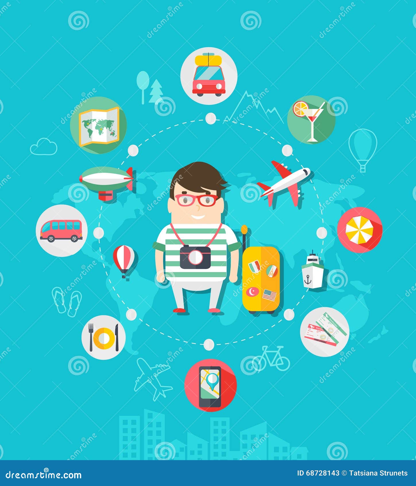 Insieme Dell'icona Di Viaggio Illustrazione di Stock - Illustrazione di ...