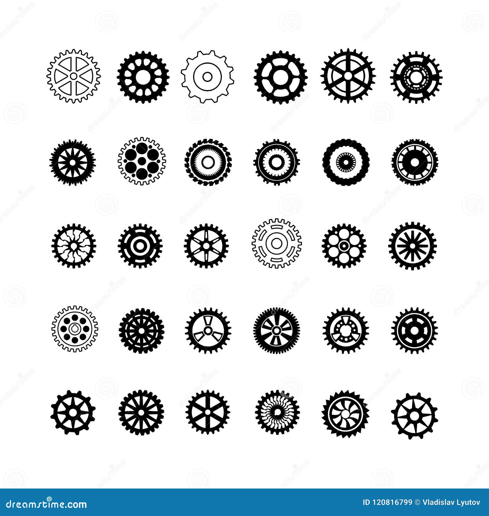 Insieme Dell'icona Dell'ingranaggio Illustrazione Vettoriale ...