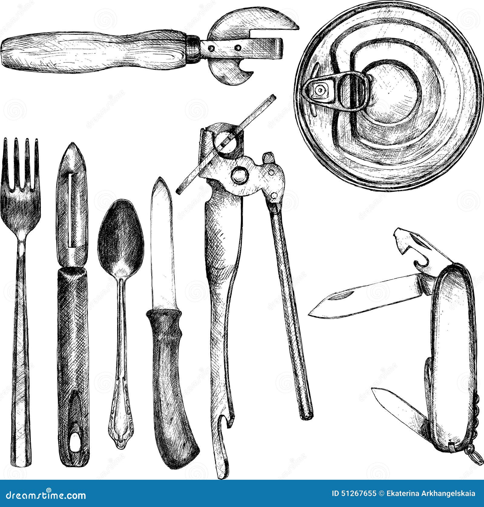 Insieme Dell'utensile Differente Della Cucina Illustrazione Vettoriale ...