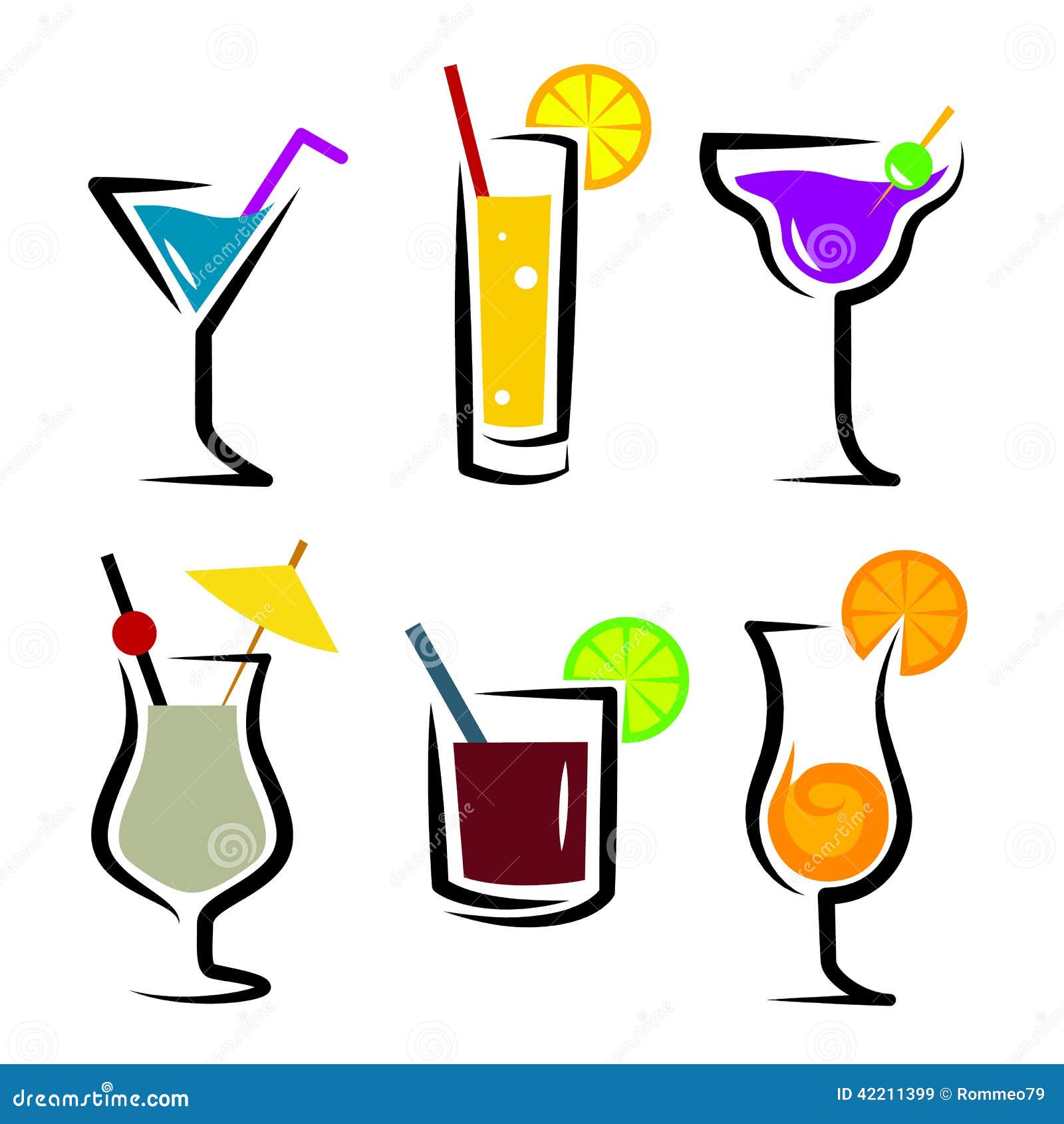 Insieme Della Morbidezza E Delle a Lungo Bevande Dei Cocktail ...