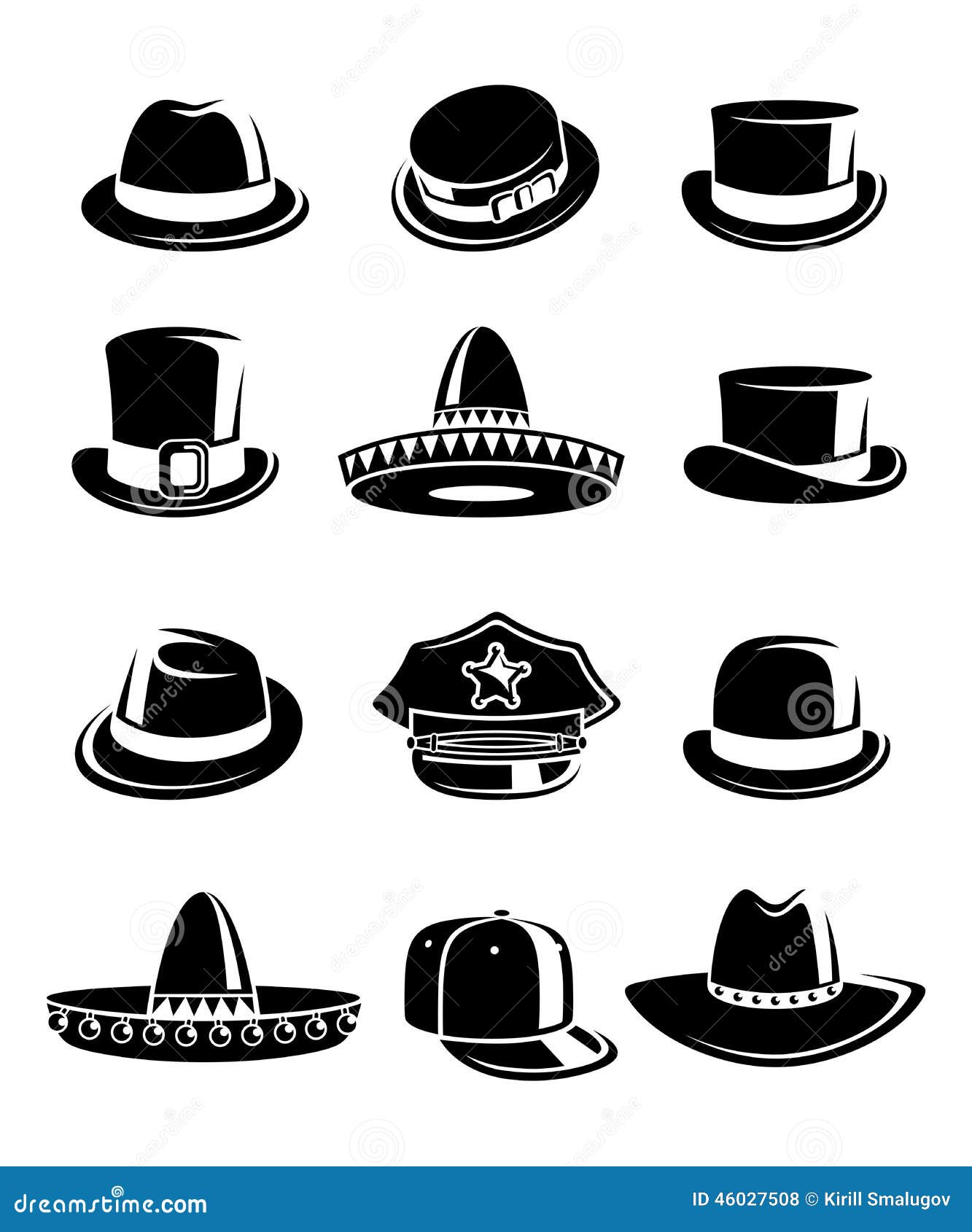 Insieme Della Raccolta Dei Cappelli Vettore Illustrazione Vettoriale ...