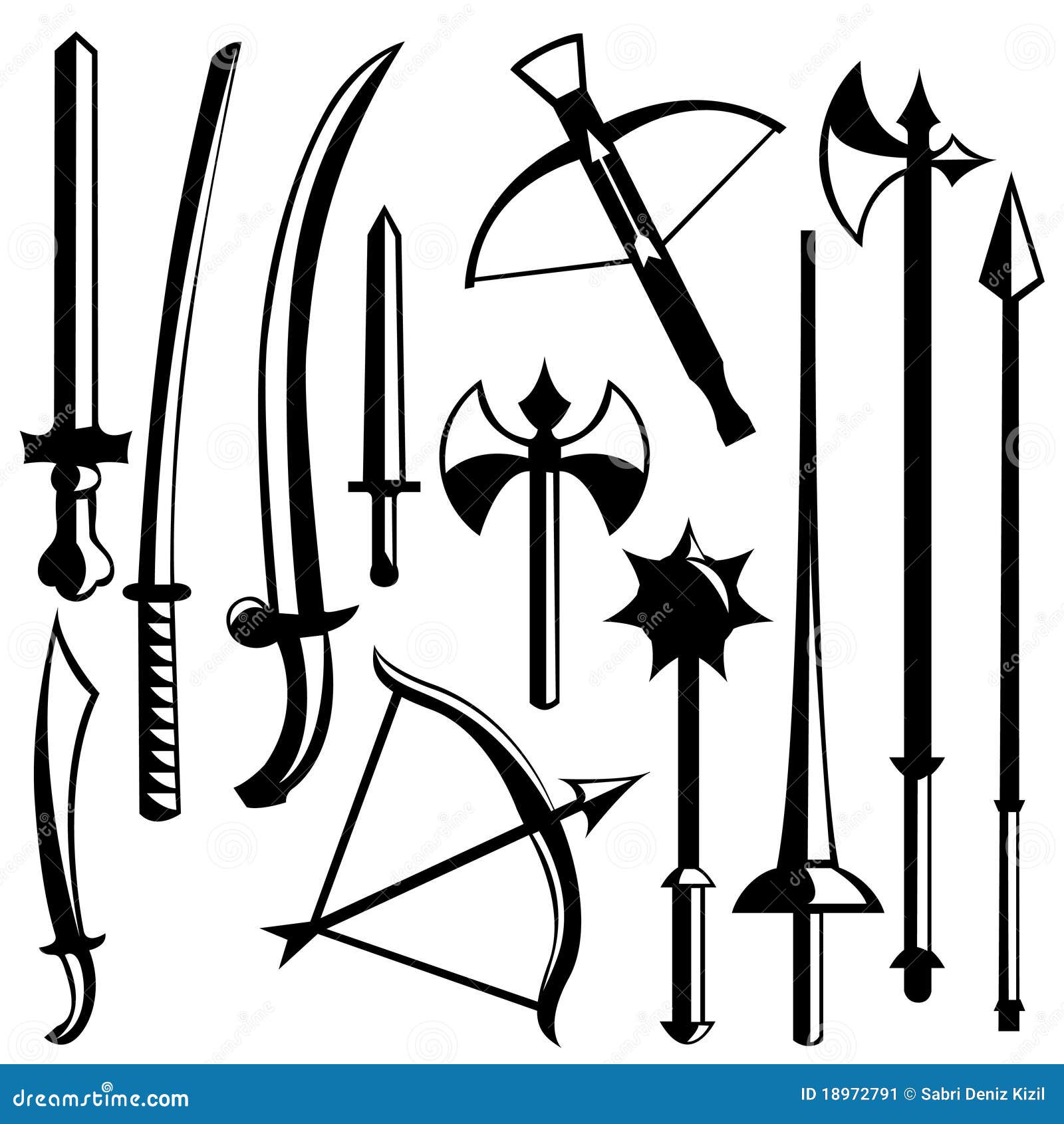 Insieme della spada illustrazione vettoriale. Illustrazione di ottone ...