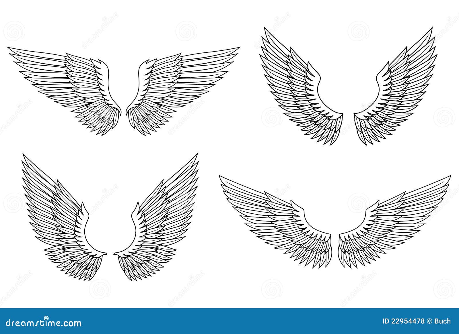 Insieme delle ali illustrazione vettoriale. Illustrazione di elemento ...