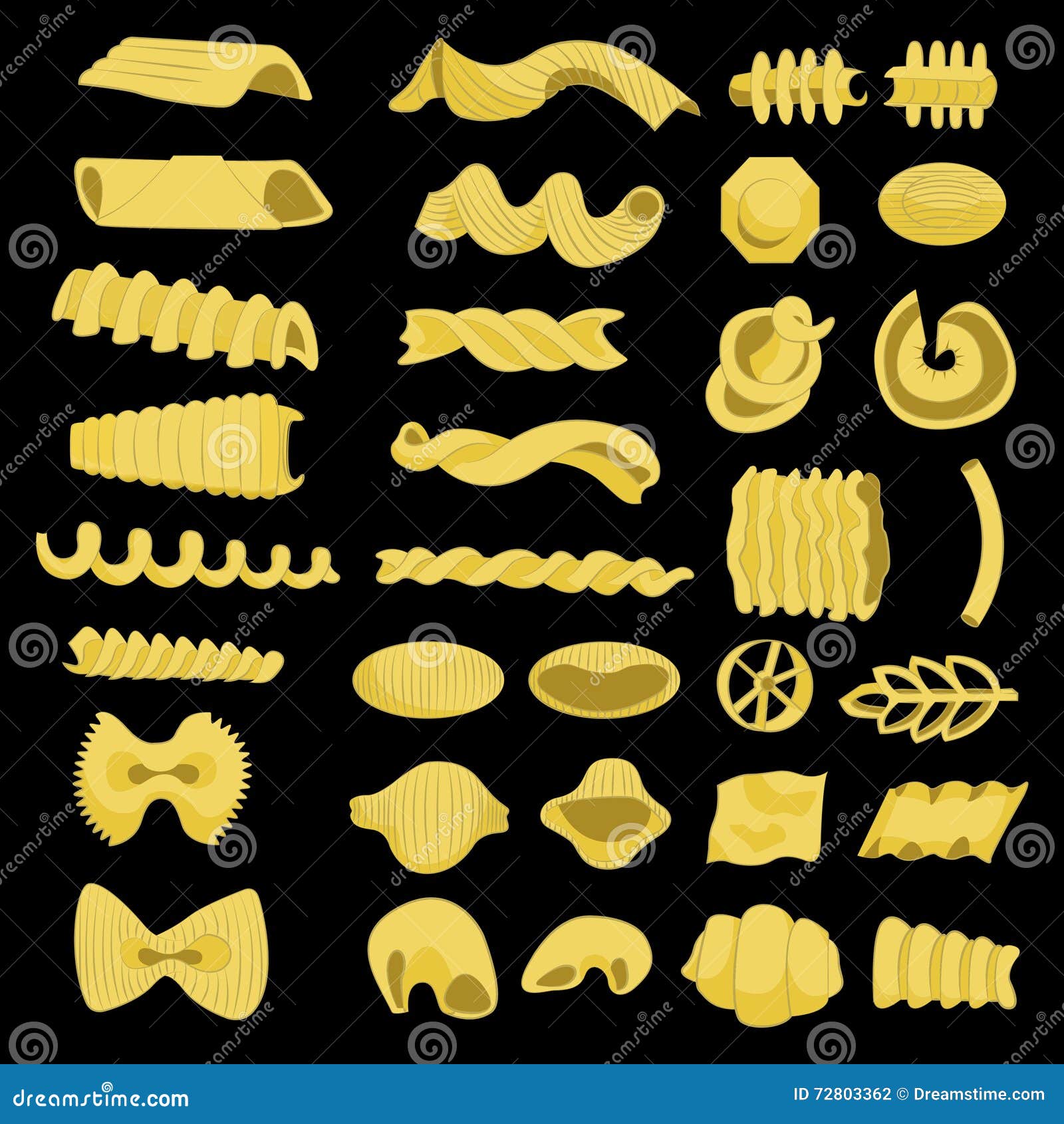 Insieme Delle Forme Della Pasta Illustrazione Vettoriale ...