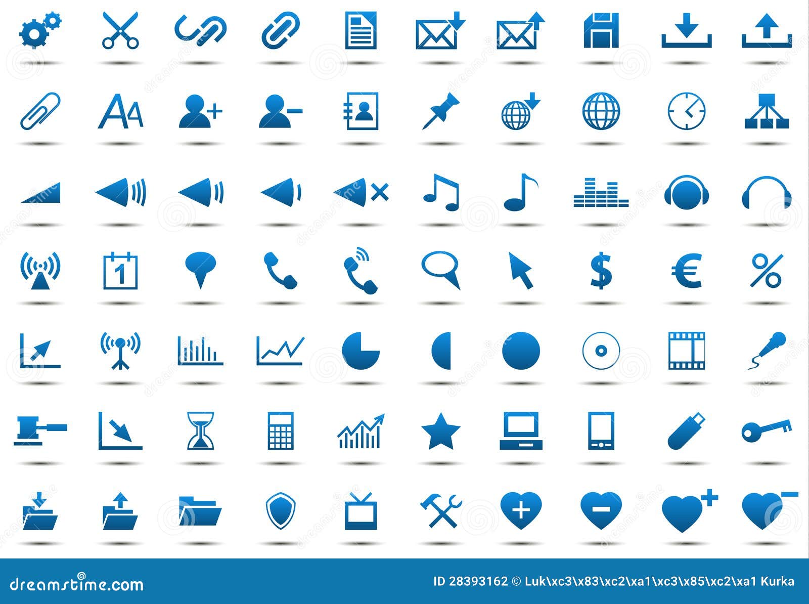 Insieme delle icone blu illustrazione vettoriale. Illustrazione di ...