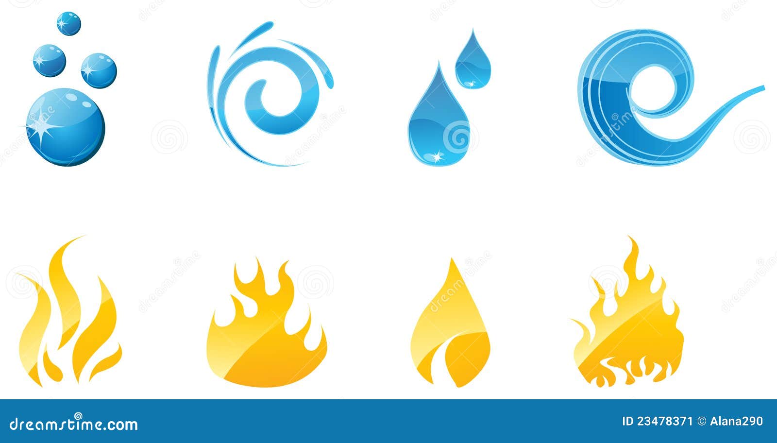 Insieme Delle Icone Del Fuoco E Dell'acqua Illustrazione Vettoriale ...