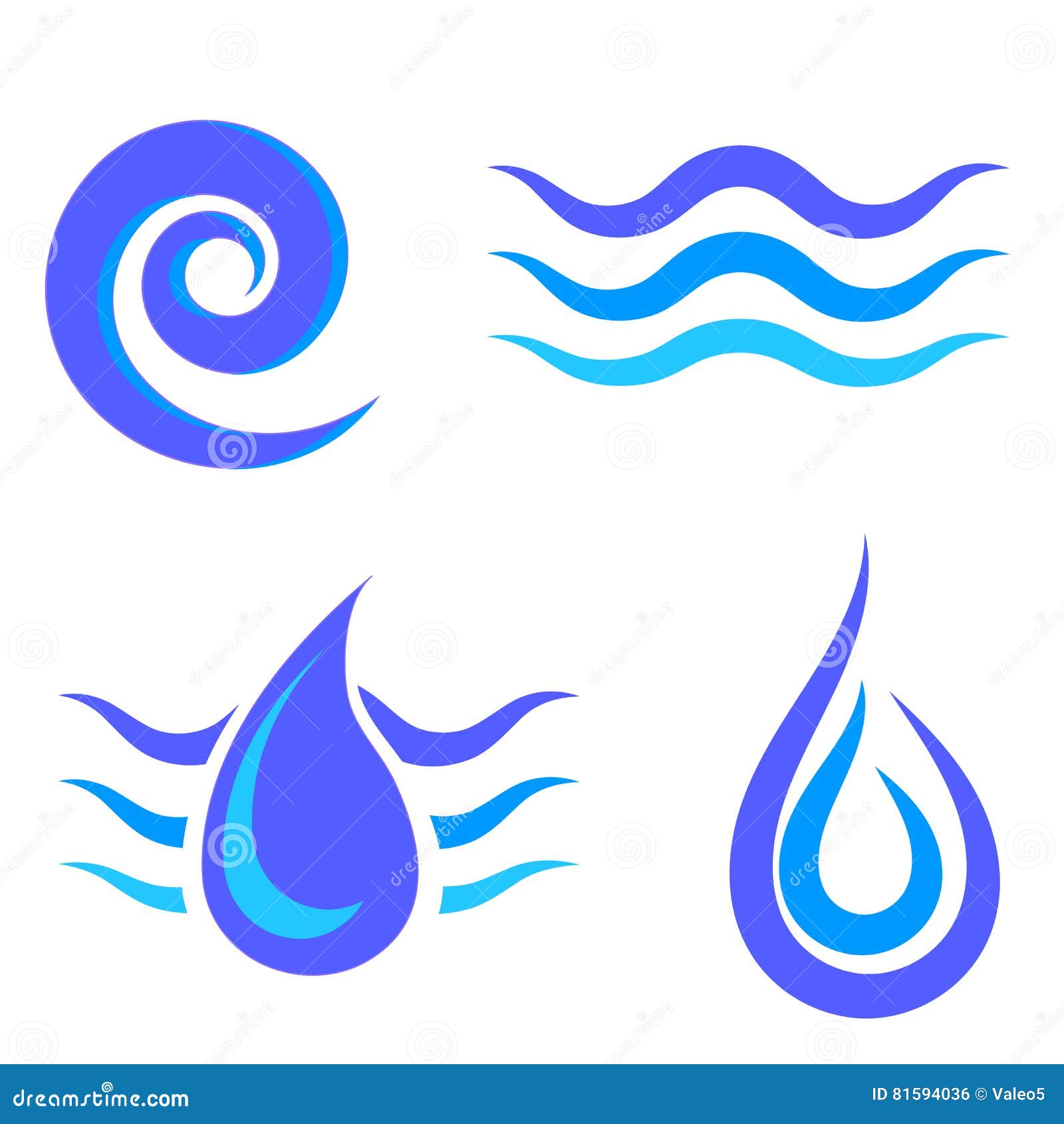 Insieme Delle Icone Dell'acqua Isolate Illustrazione di Stock ...