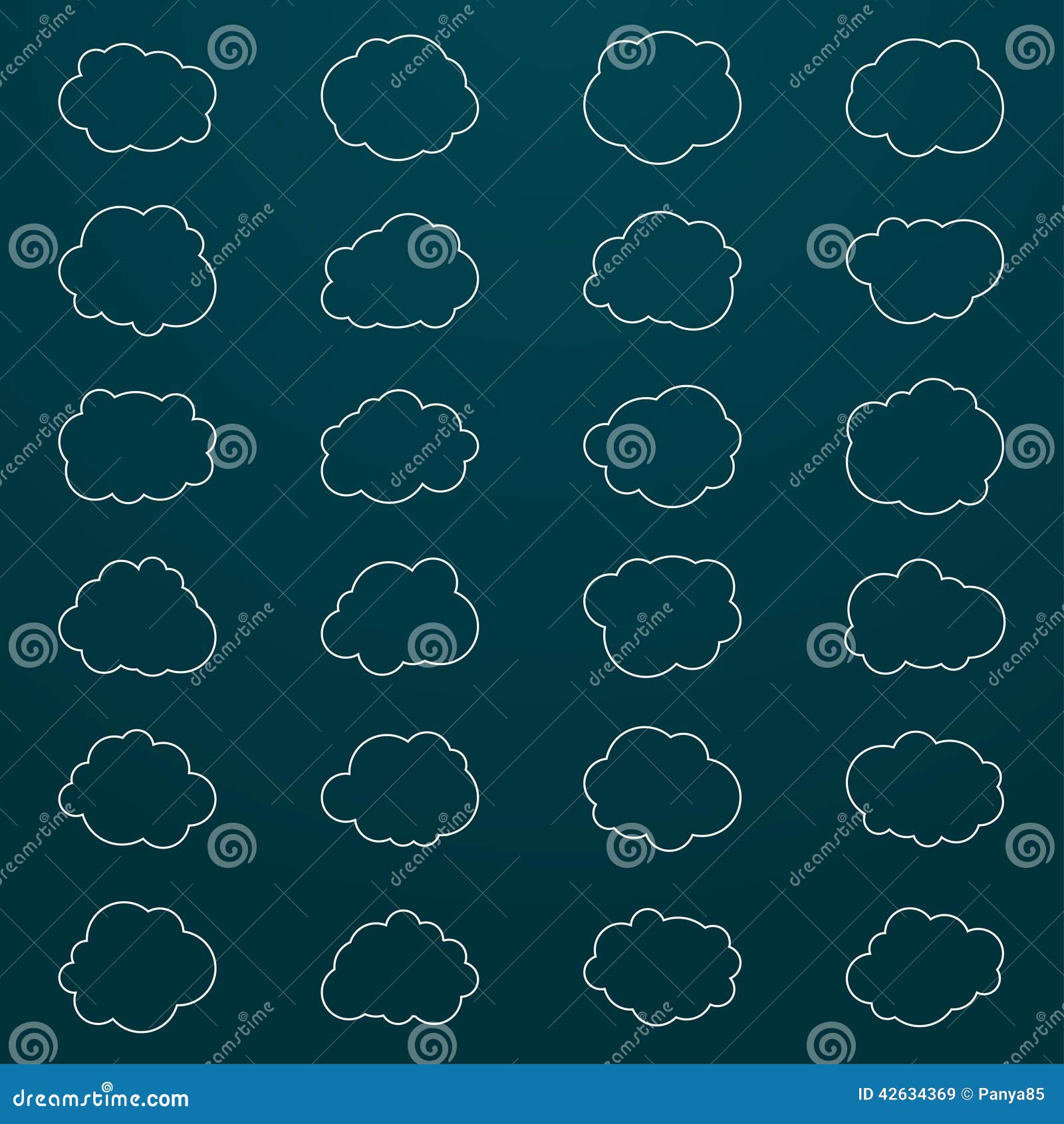 Insieme Delle Icone Della Nuvola Illustrazione Vettoriale ...