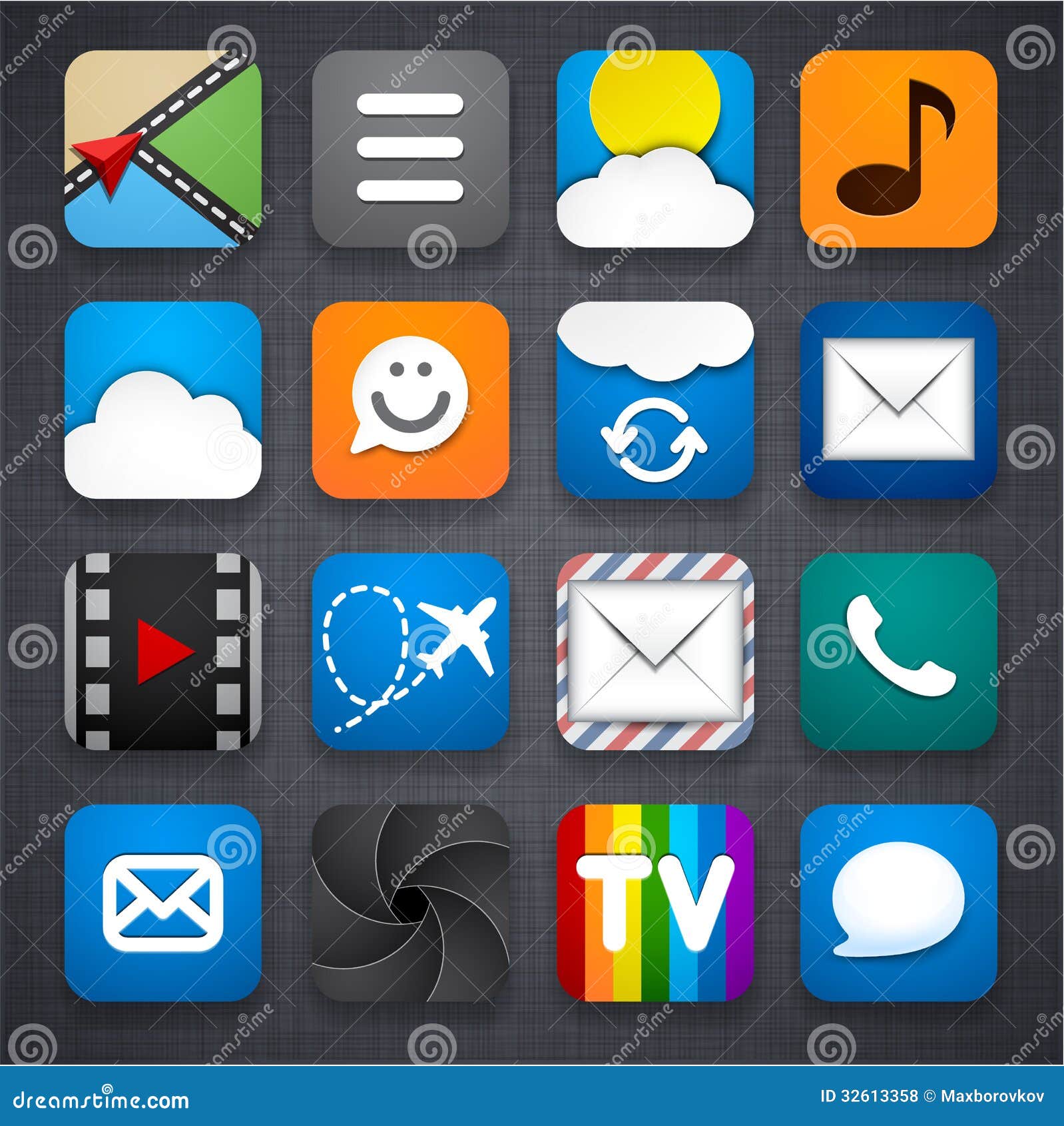 Insieme Delle Icone Di App. Illustrazione Vettoriale - Illustrazione di ...