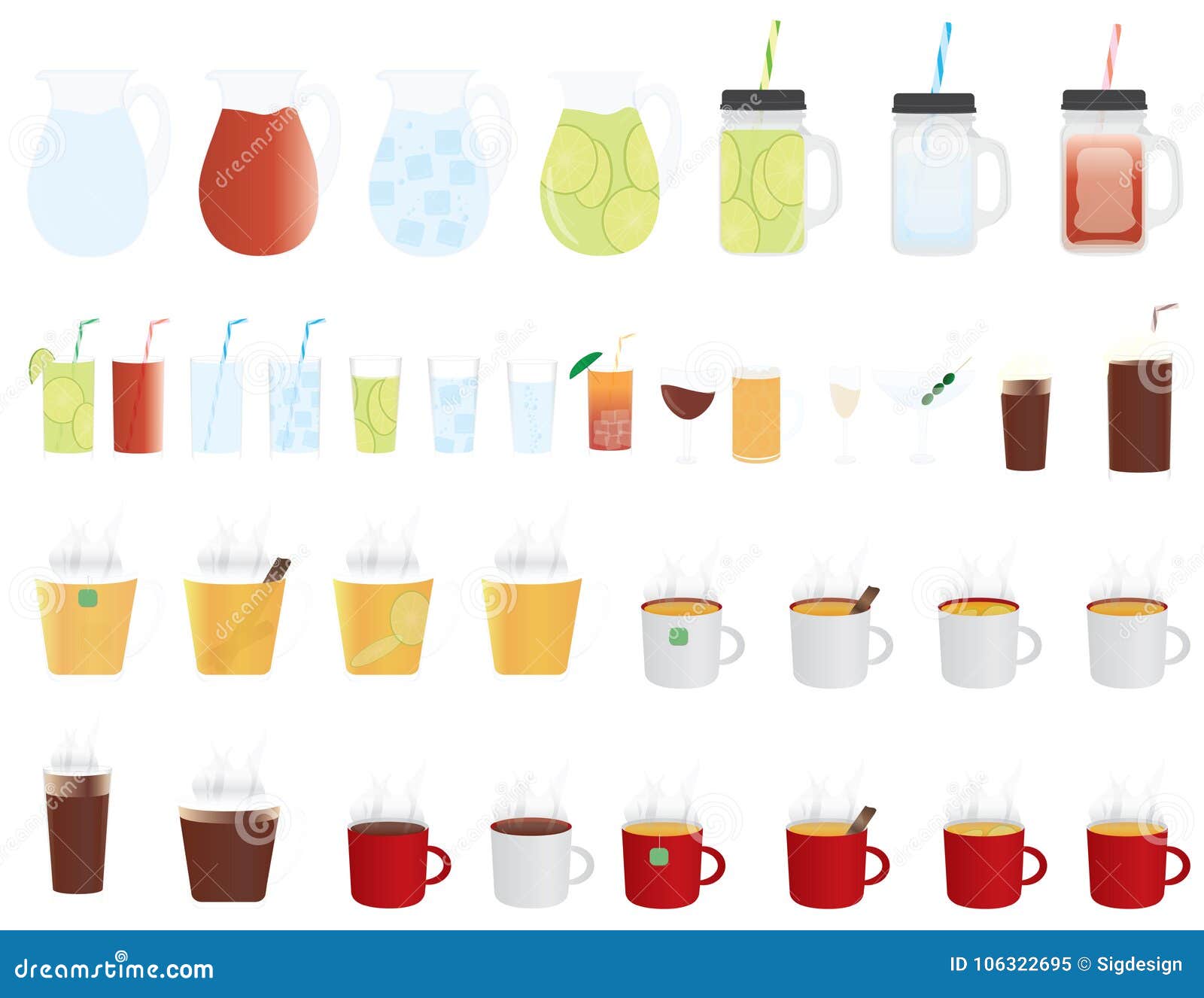 Insieme Delle Icone Fredde E Calde Delle Bevande Illustrazione ...