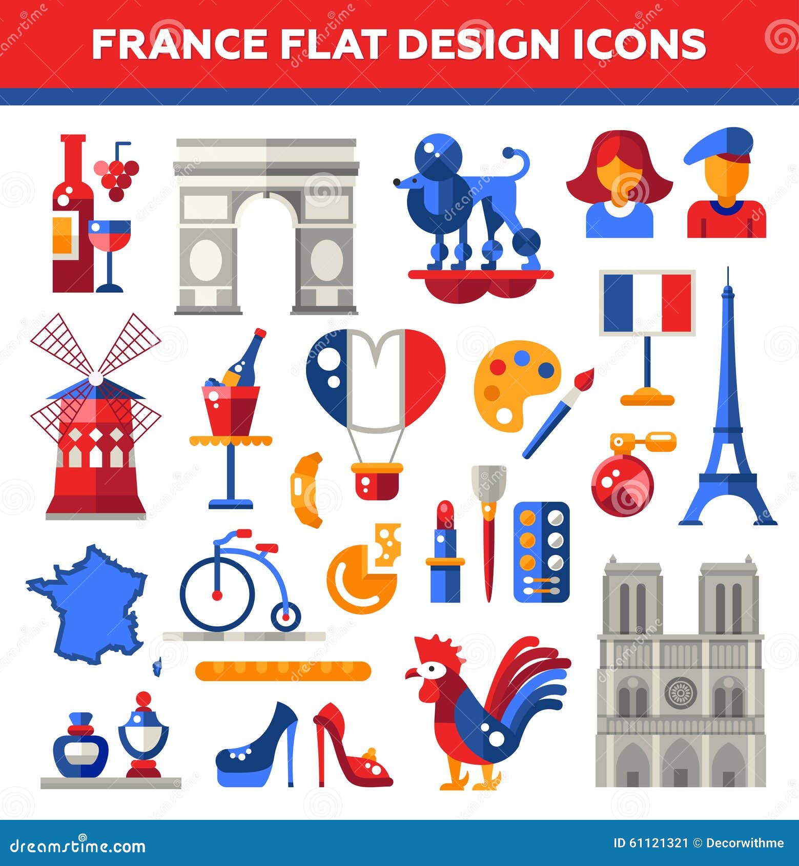 Insieme Delle Icone Piane Di Viaggio Della Francia Di Progettazione ... Insieme Delle Icone Piane Di Viaggio Della Francia Di Progettazione ...