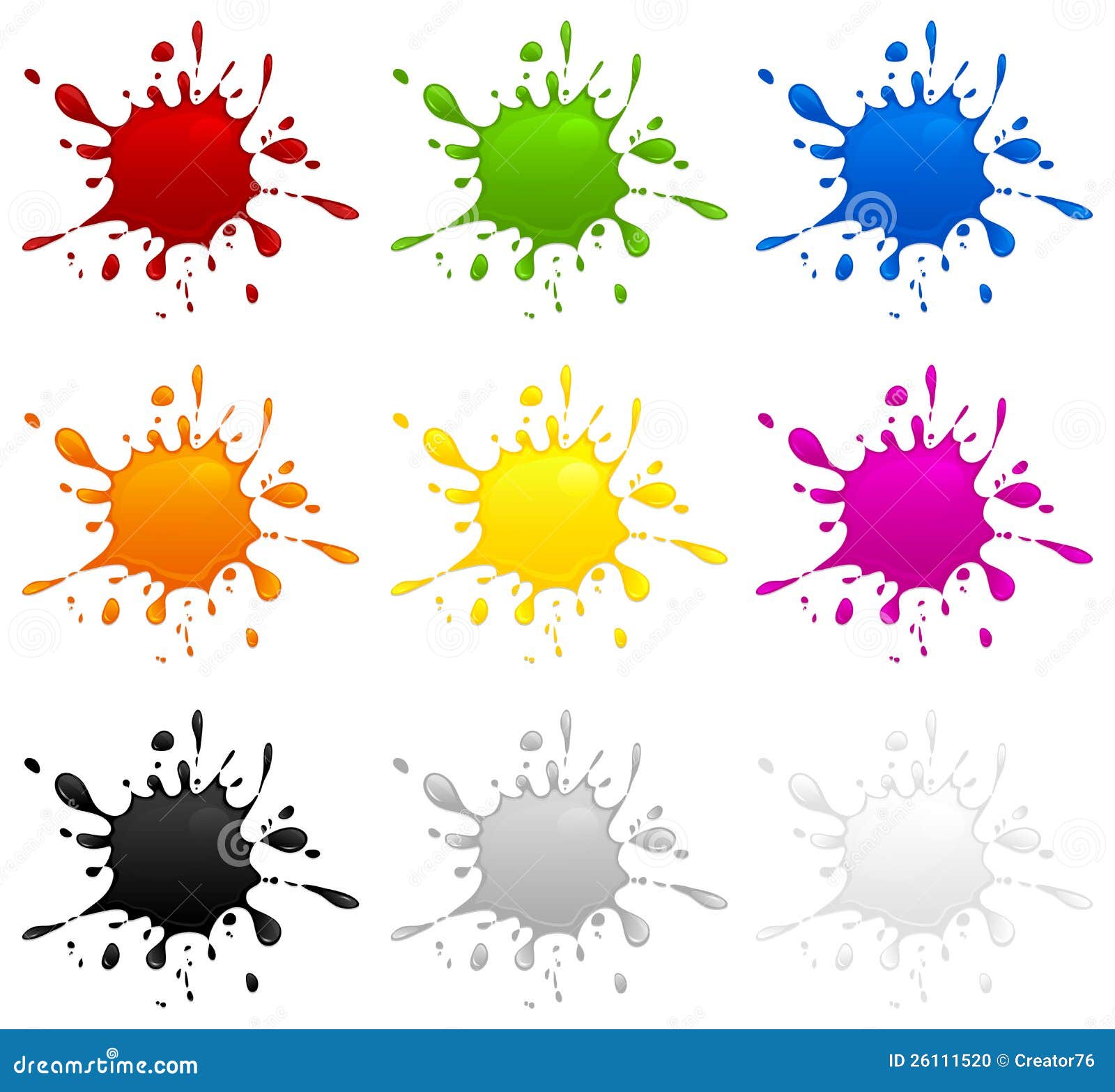 Insieme Delle Macchie D'inchiostro Di Colore Illustrazione Vettoriale ...