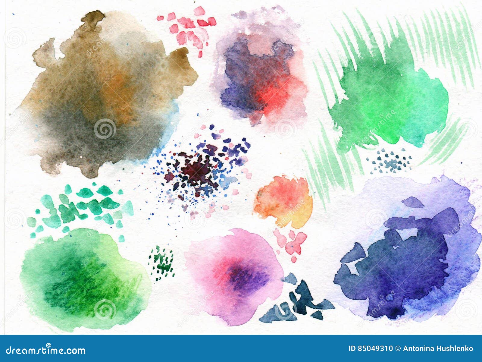 Insieme Delle Macchie Dell'acquerello Di Colore Illustrazione di Stock ...