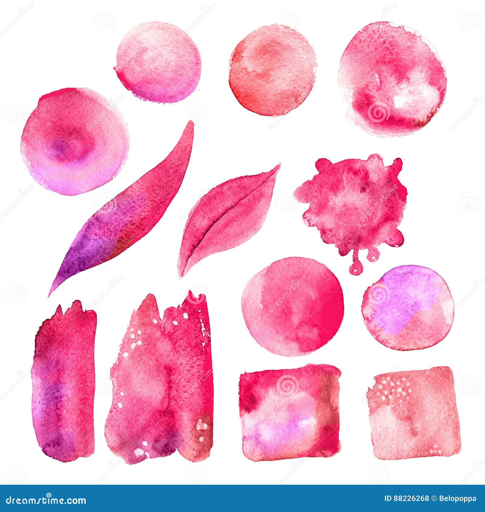 Insieme Delle Macchie Rosa Dell'acquerello Illustrazione di Stock ...