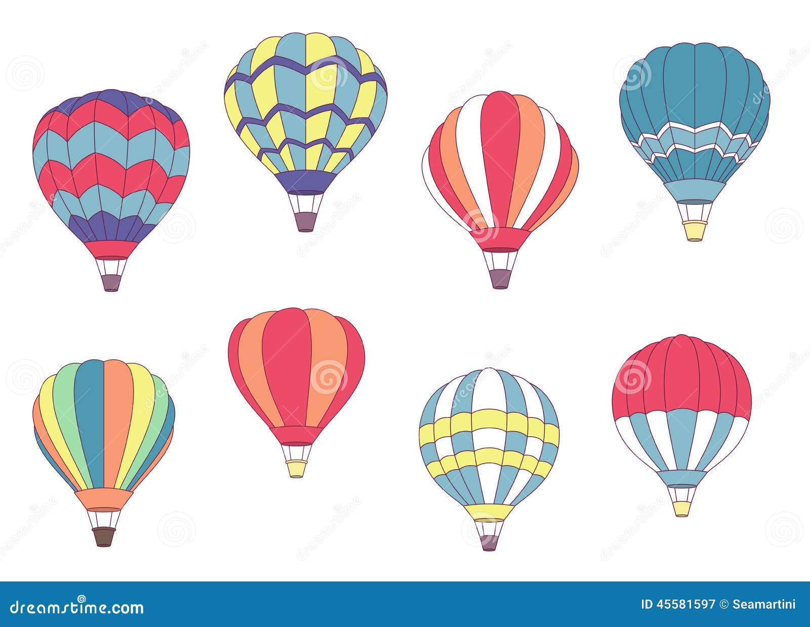 Insieme Delle Mongolfiere Colorate Illustrazione Vettoriale ...