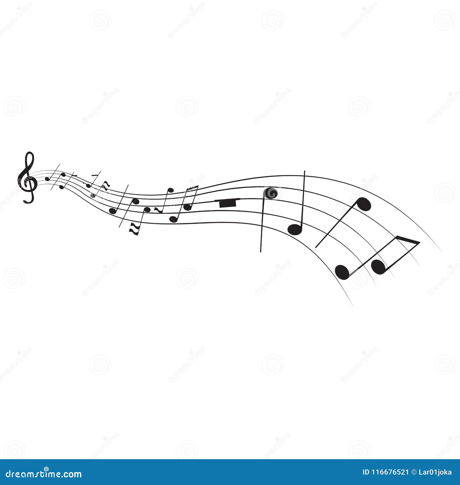 Insieme Delle Note Musicali Su Un Pentagramma Illustrazione Vettoriale ...