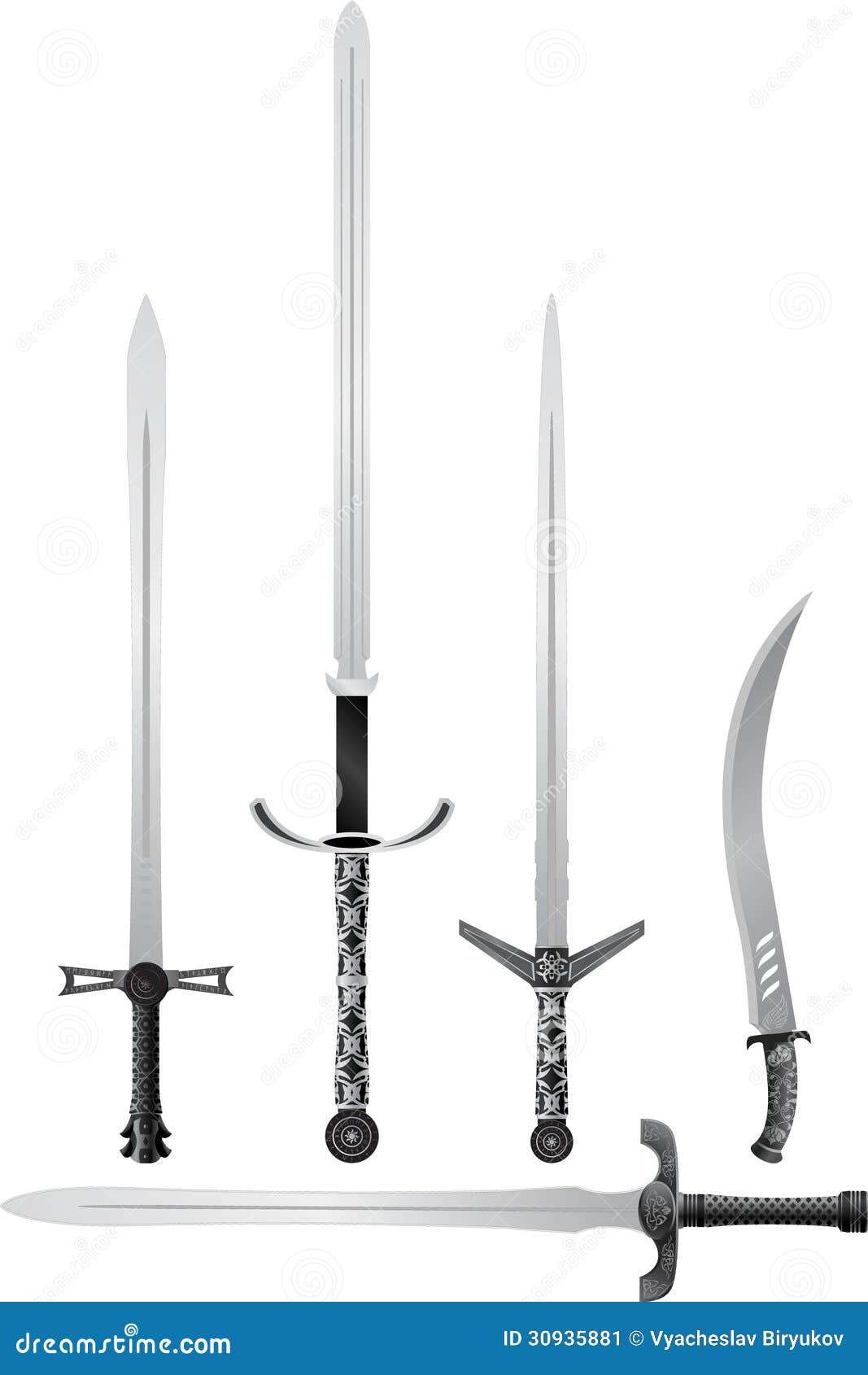 Insieme Delle Spade Medievali Illustrazione di Stock - Illustrazione di ...